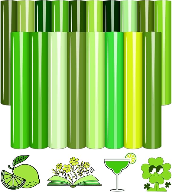 Amazon.com: Tintnut Green HTV Heat Transfer Vinyl - 18 Sheets 12" x 10 ...