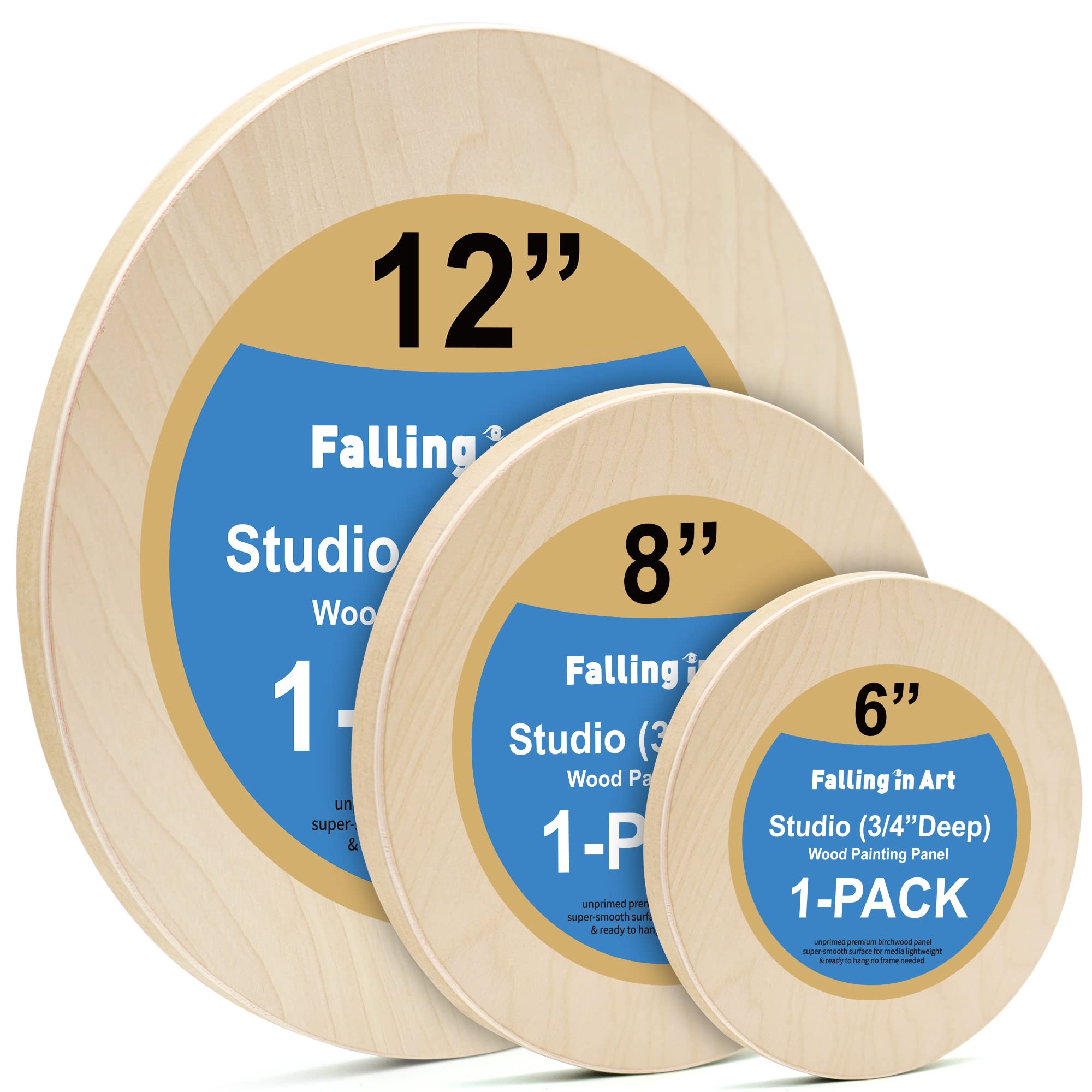 Snapklik.com : Falling In Art Unfinished Round Birch Wood Panels Kit ...