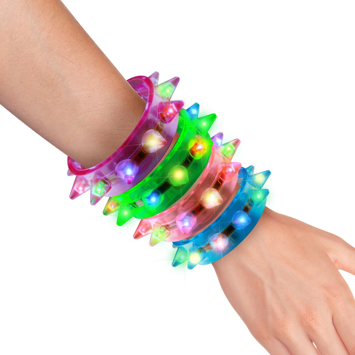 Amazon.com: Soft Spiked Light Up Bracelets with Flashing Blinking LED ...