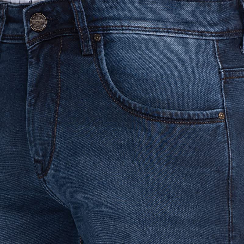 Buy Oxemberg Men's Cotton Blend Slim Fit Denim Jeans (Brown, 30 ...