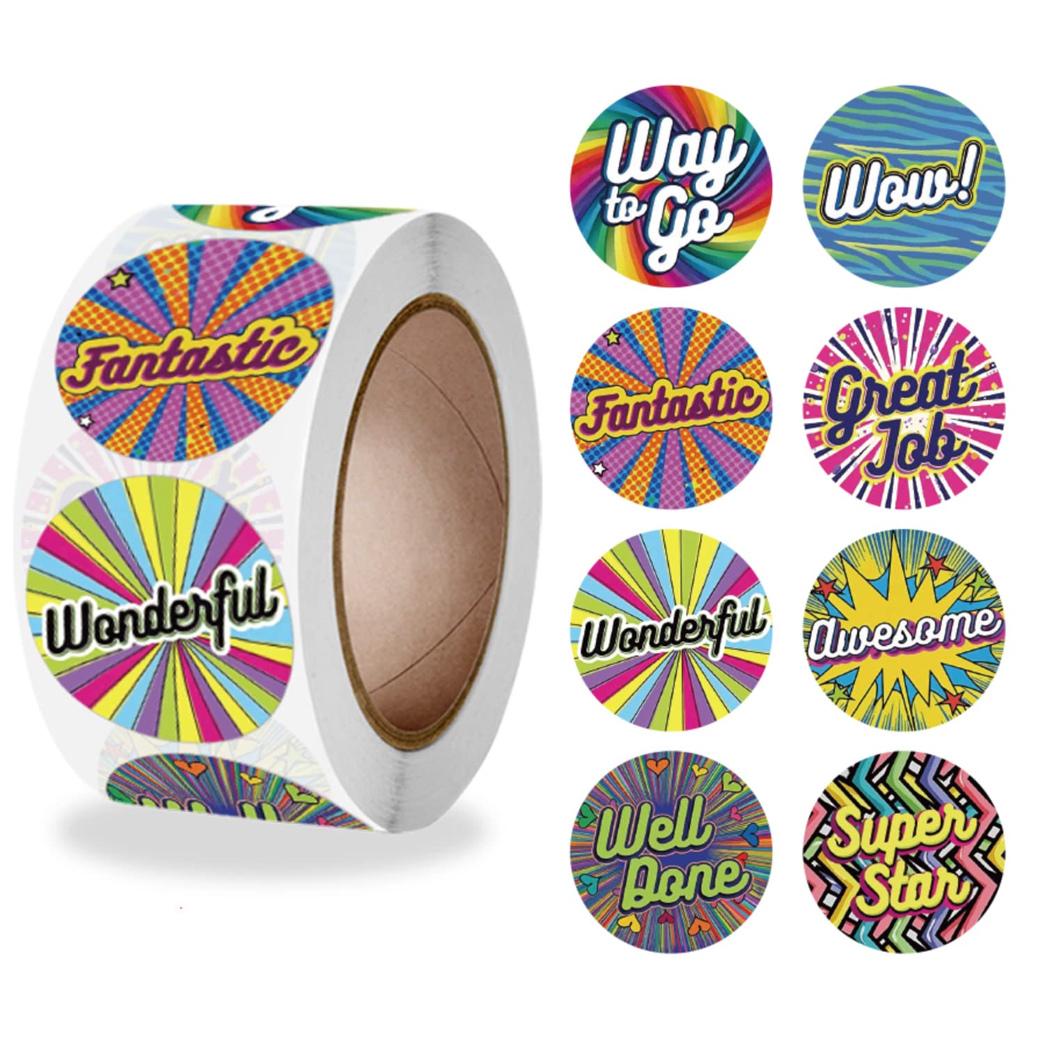 Buy Storrianne Unique Reward Stickers for Kids，500Pcs 1 Inch Roll ...