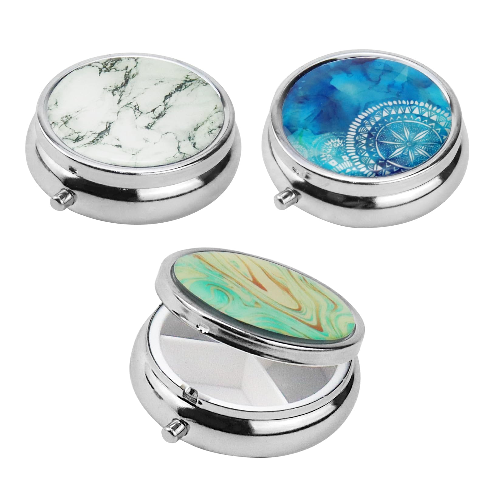 YPLonon Pill Boxs 3 PCS Medicine Pill Cases 3 Compartment Metal ...