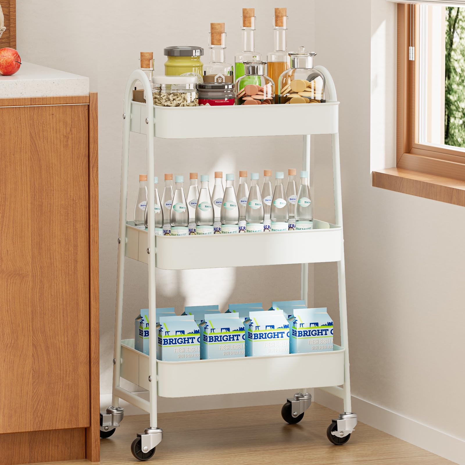 Amazon.com: DUMOS 3 Tier Metal Rolling Storage Cart with Lockable ...
