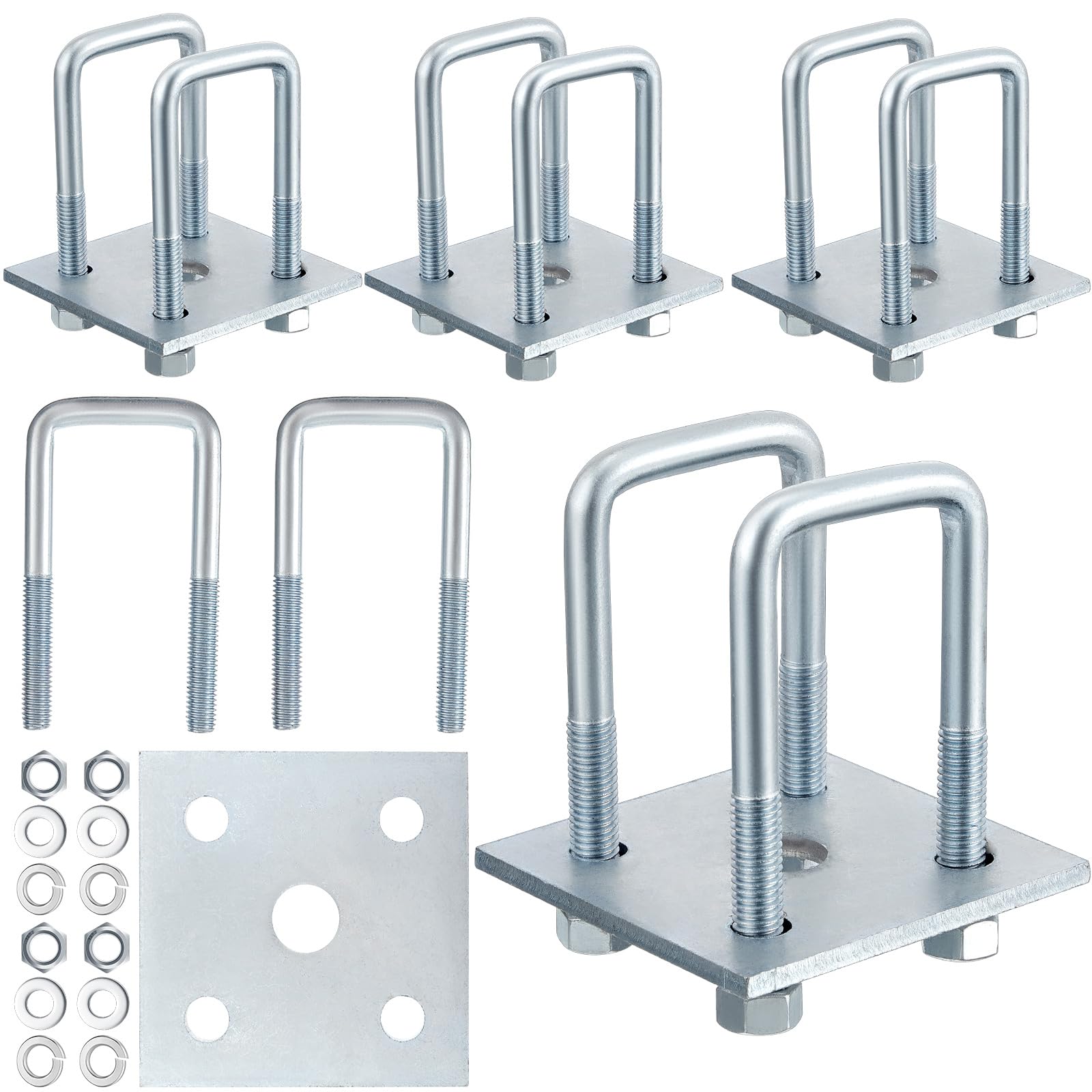 Amazon.com: Hotop 4 Set Axle U-Bolt Kit for Boat Trailer Square U-Bolt ...