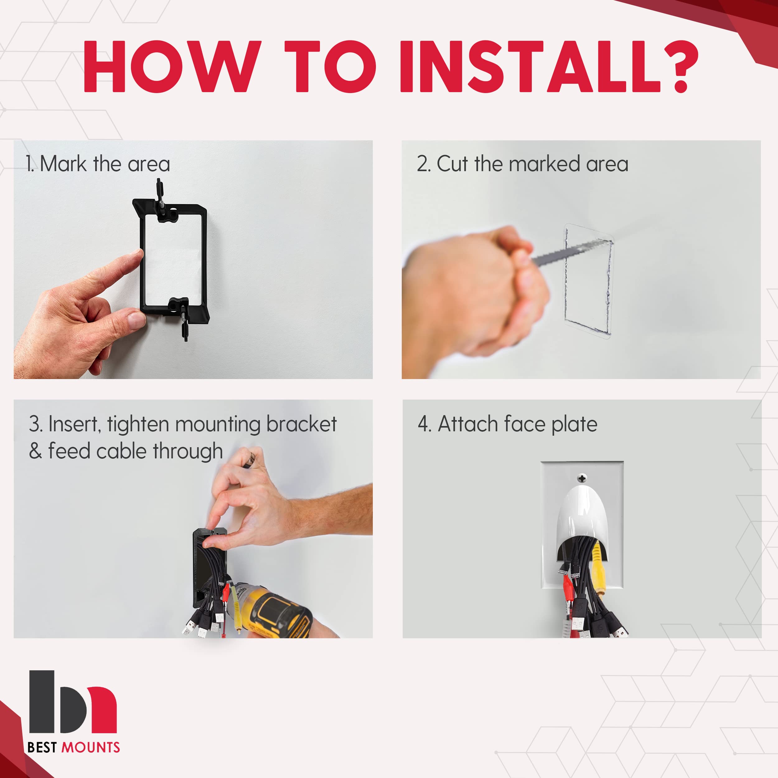 Snapklik.com : BestMounts - 144 Pack Low Voltage Mounting Brackets 1 ...