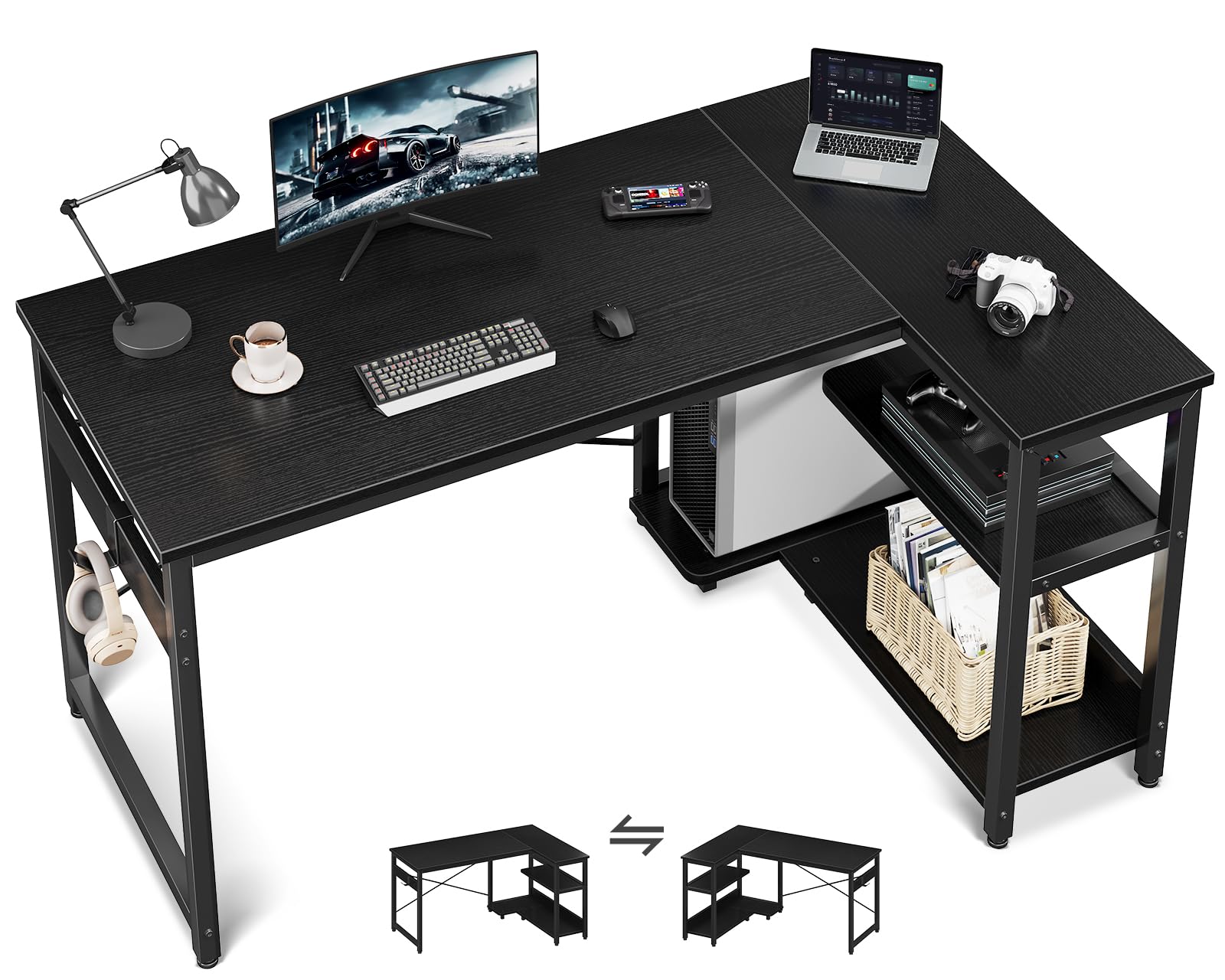 Amazon.com: Casaottima L Shaped Computer Desk, 48 Inch Small Corner ...