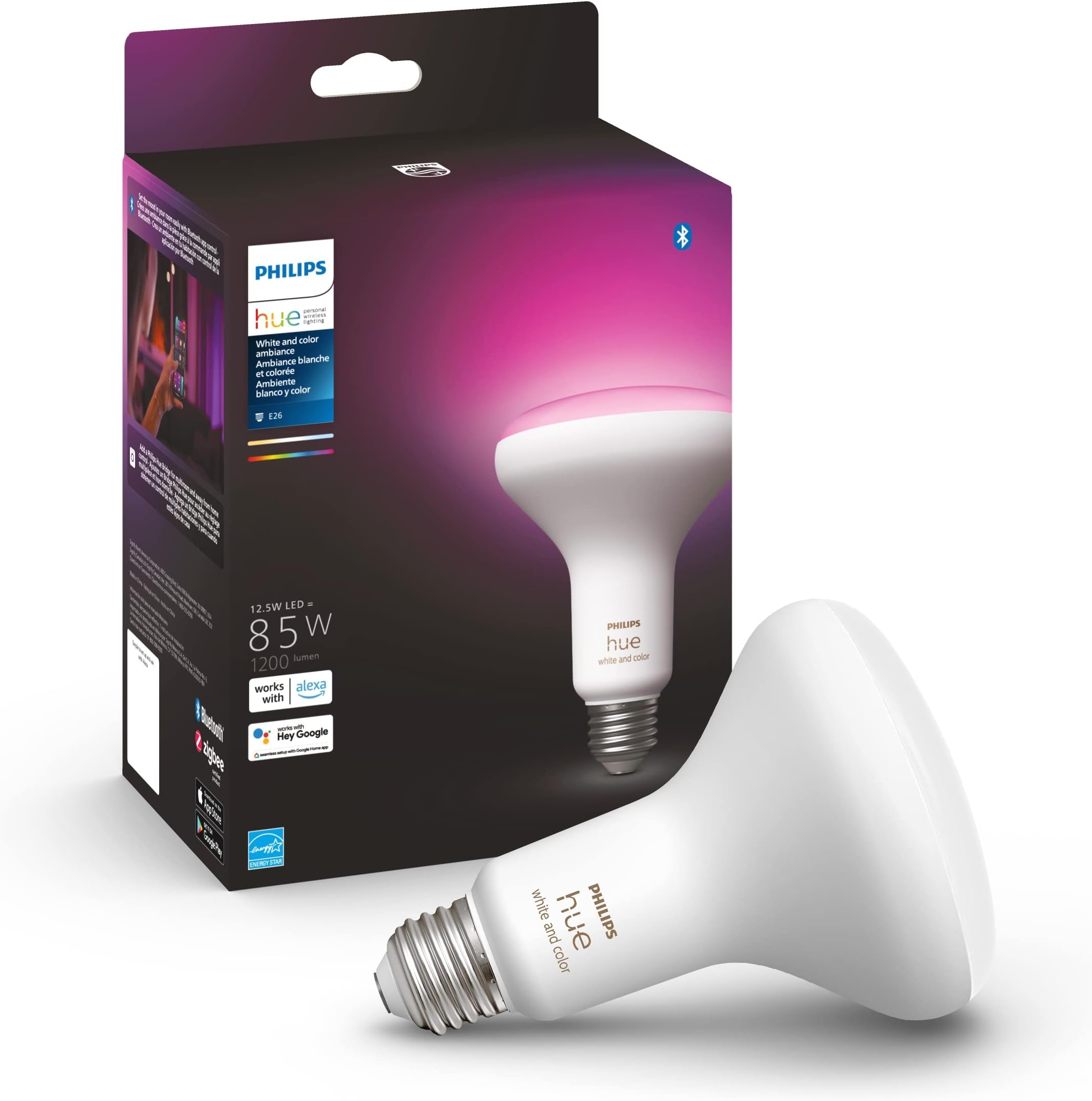 Philips Hue White PAR38 LED 100W Equivalent Waterproof Dimmable Smart ...