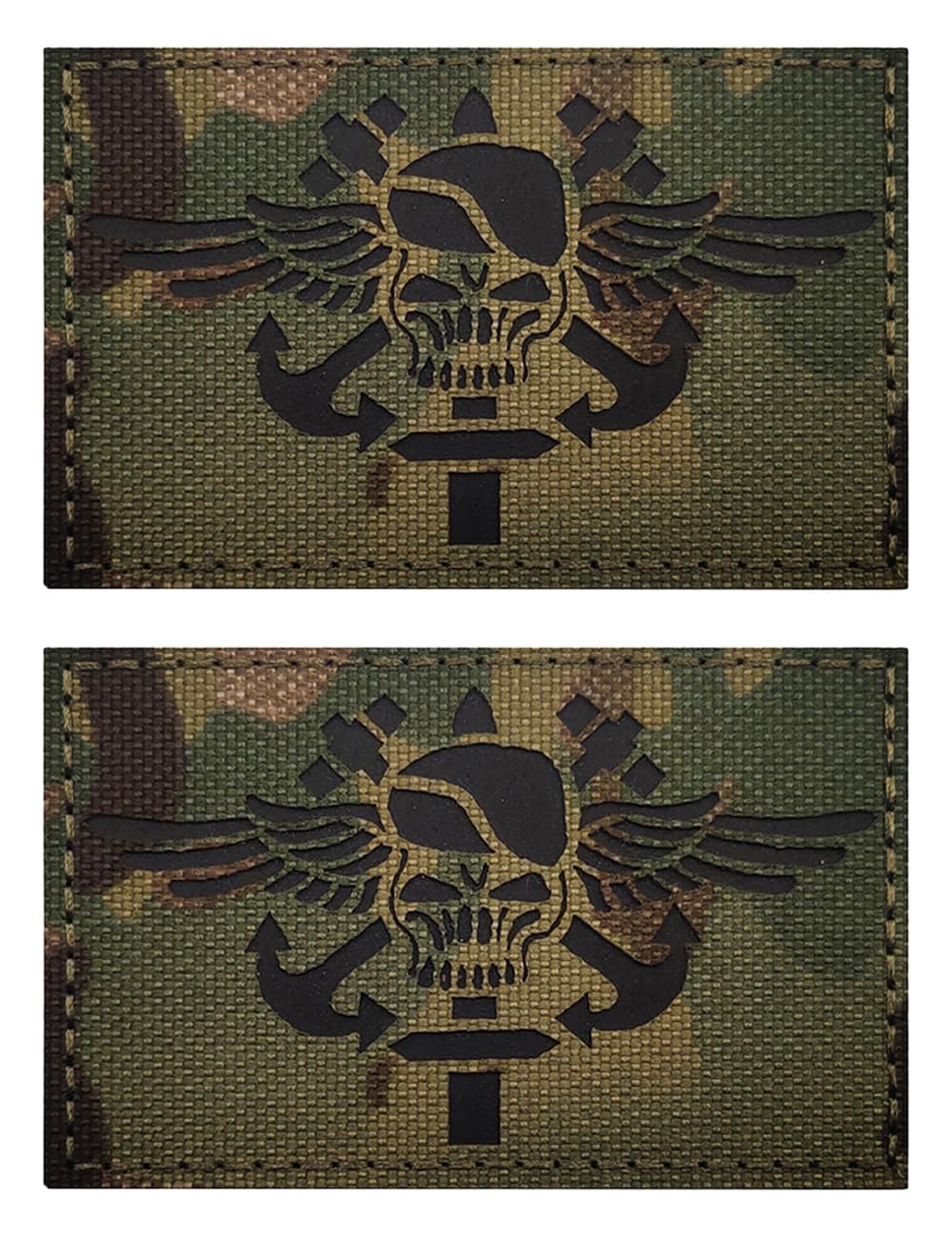 Amazon.com: 2 PCS AliPlus Wing Skull Patches IR Infrared Reflective Patch Laser Cut Patch ...