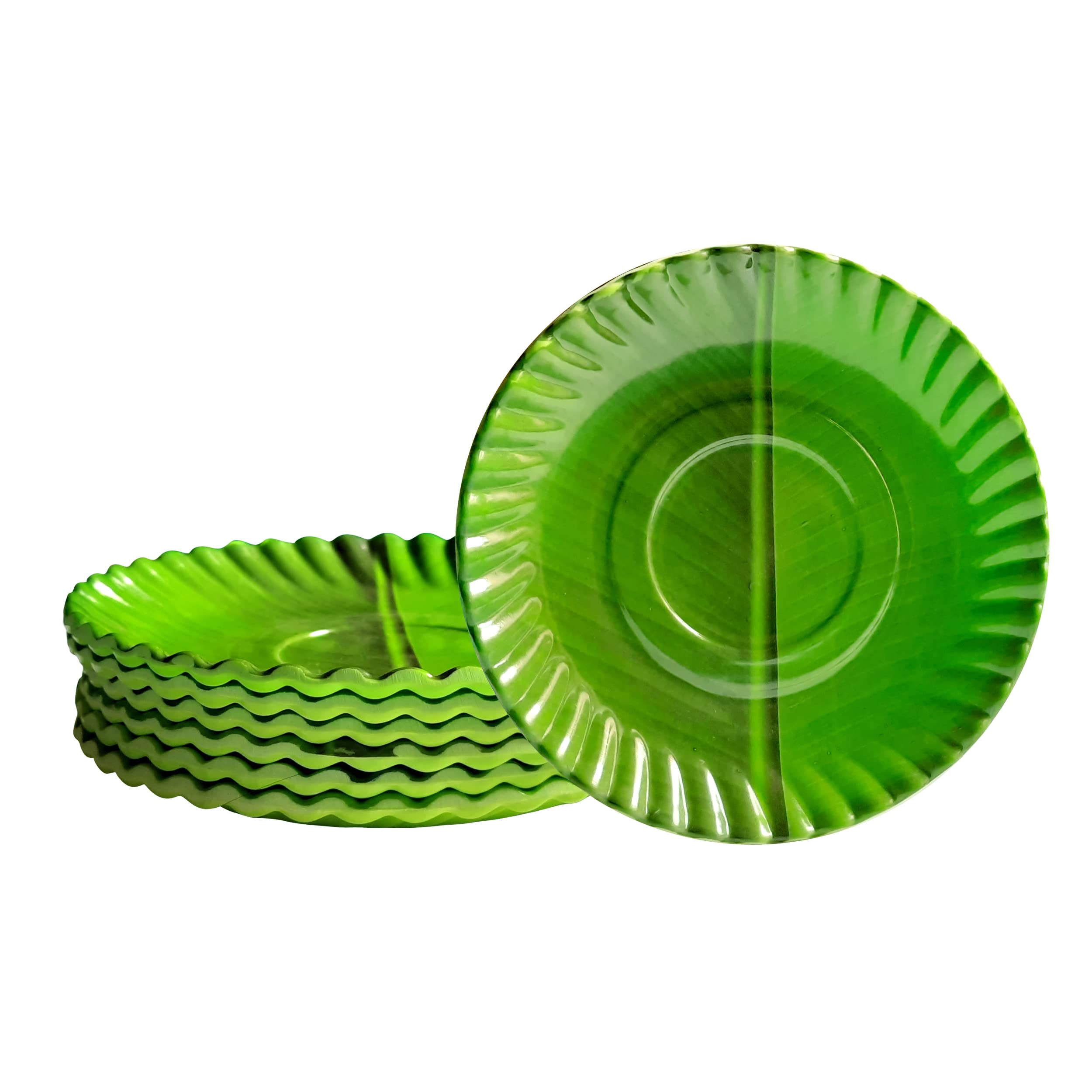 Buy Recon Banana Leaf Round Ice Cream Starters Serving Melamine Plate(6 ...