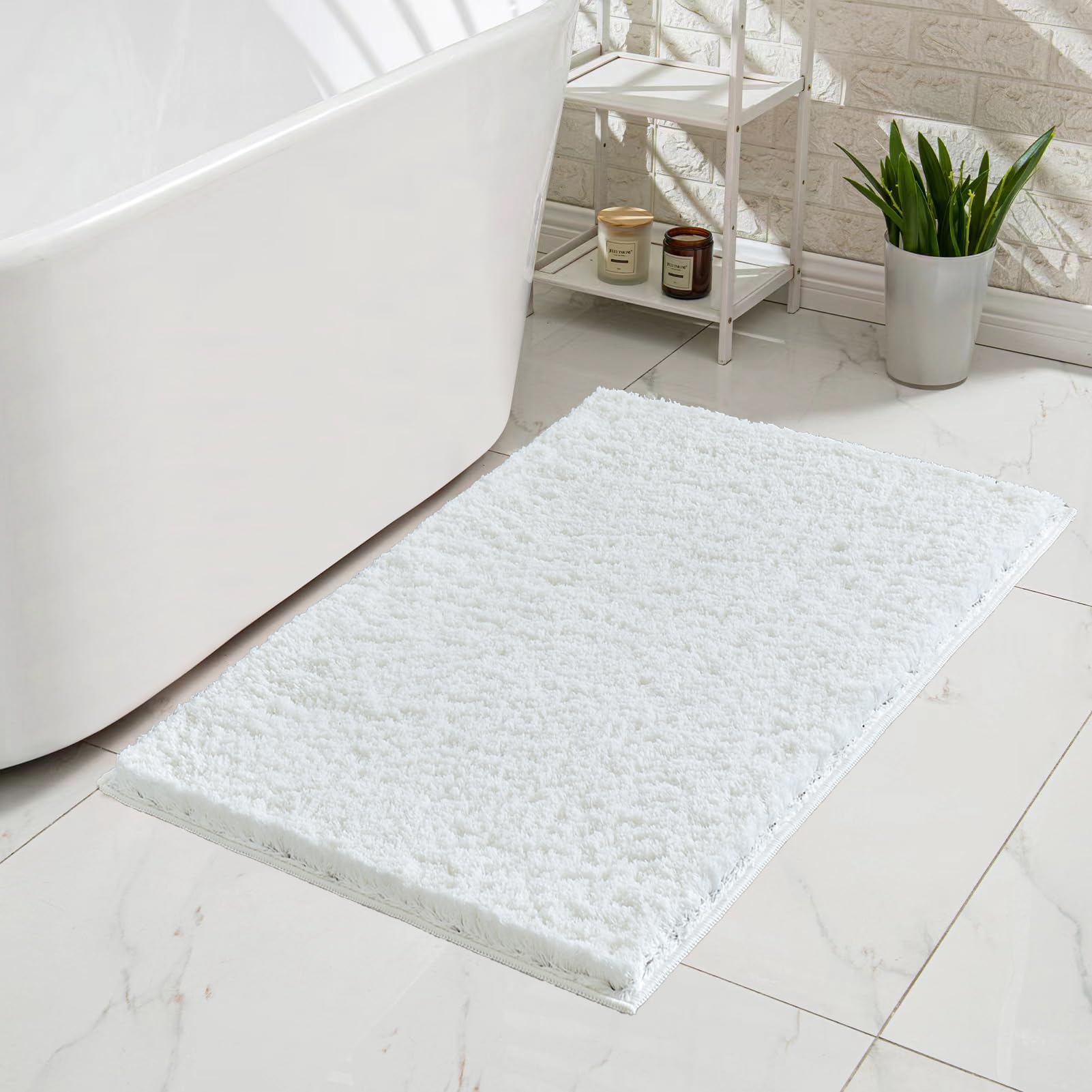 Amazon.com: CozeCube White Bathroom Rug 47" x 24", Bath mats for ...