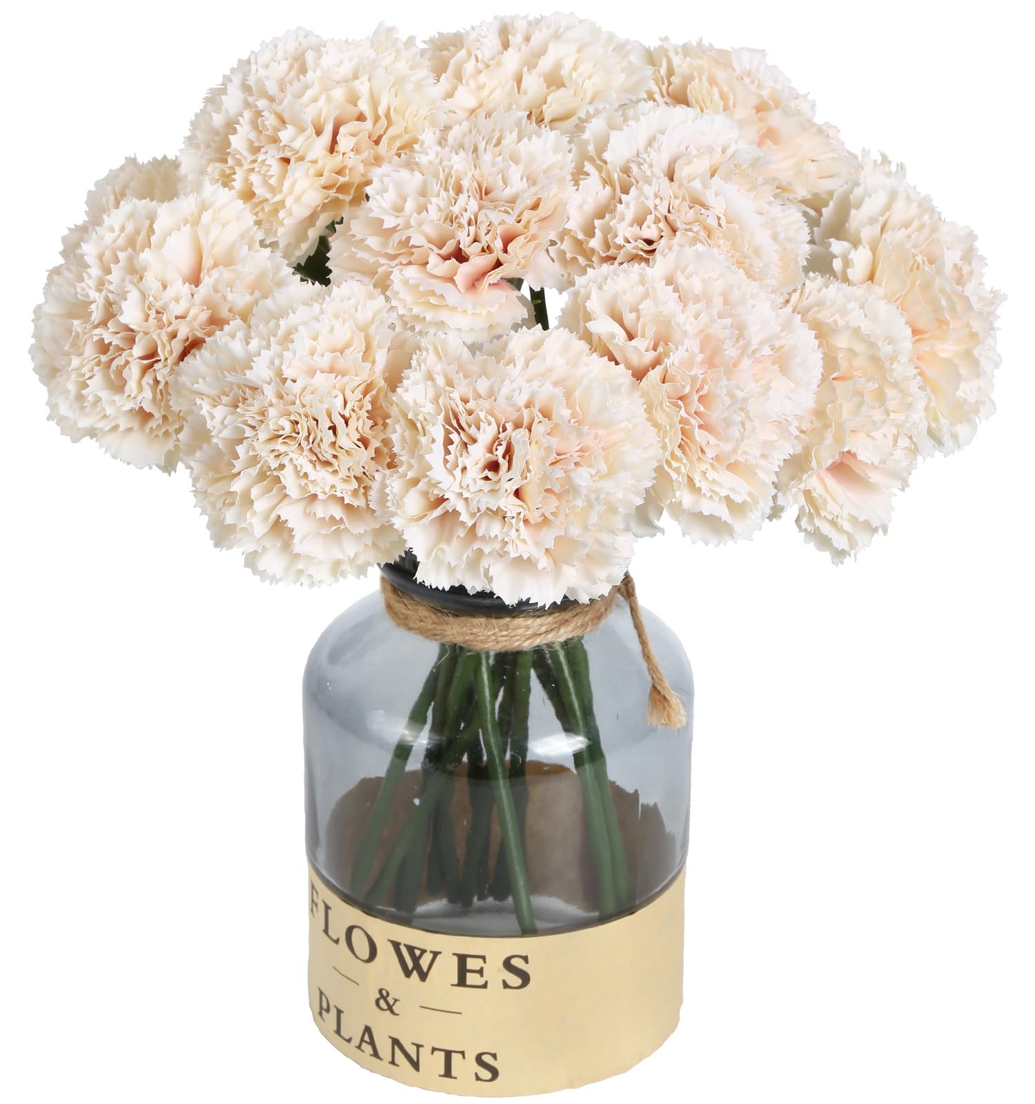 Amazon.com: ICBOX Champagne Carnation Artificial Flowers 15pcs Fake ...
