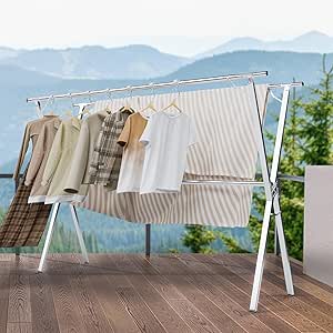 Levede 2.3m Folding Clothes Drying Rack, Heavy Duty Stainless Steel ...