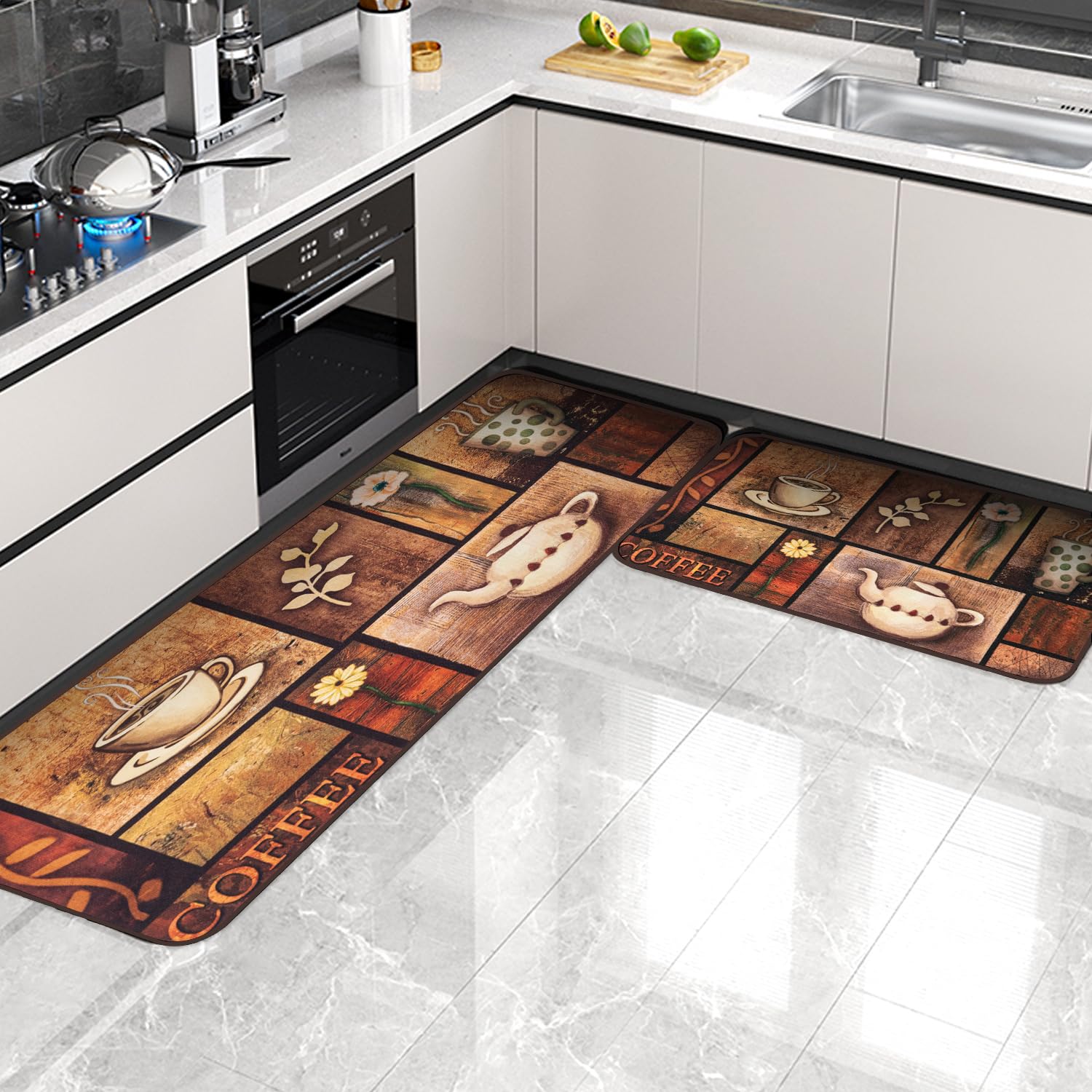Amazon.com: Kitchen Rug Sets 2 Pieces Non Slip Rugs Kitchen Mats for ...