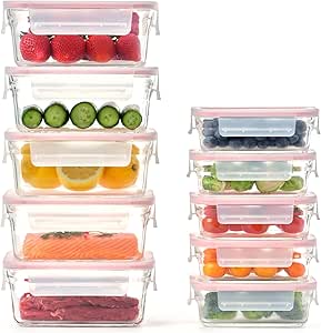 Amazon.com: GLASSLOCK 10 pack Glass Meal Prep set (13oz & 34oz) - 100% Airtight & Leakproof ...