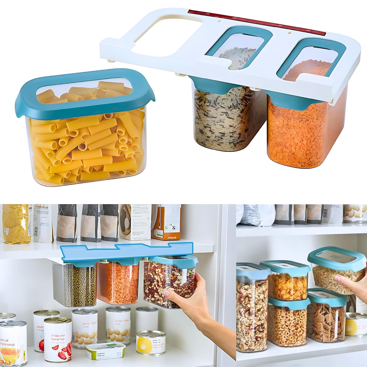 HomeCloud 3-Piece Under Shelf Storage Container Set: Airtight Cabinet ...