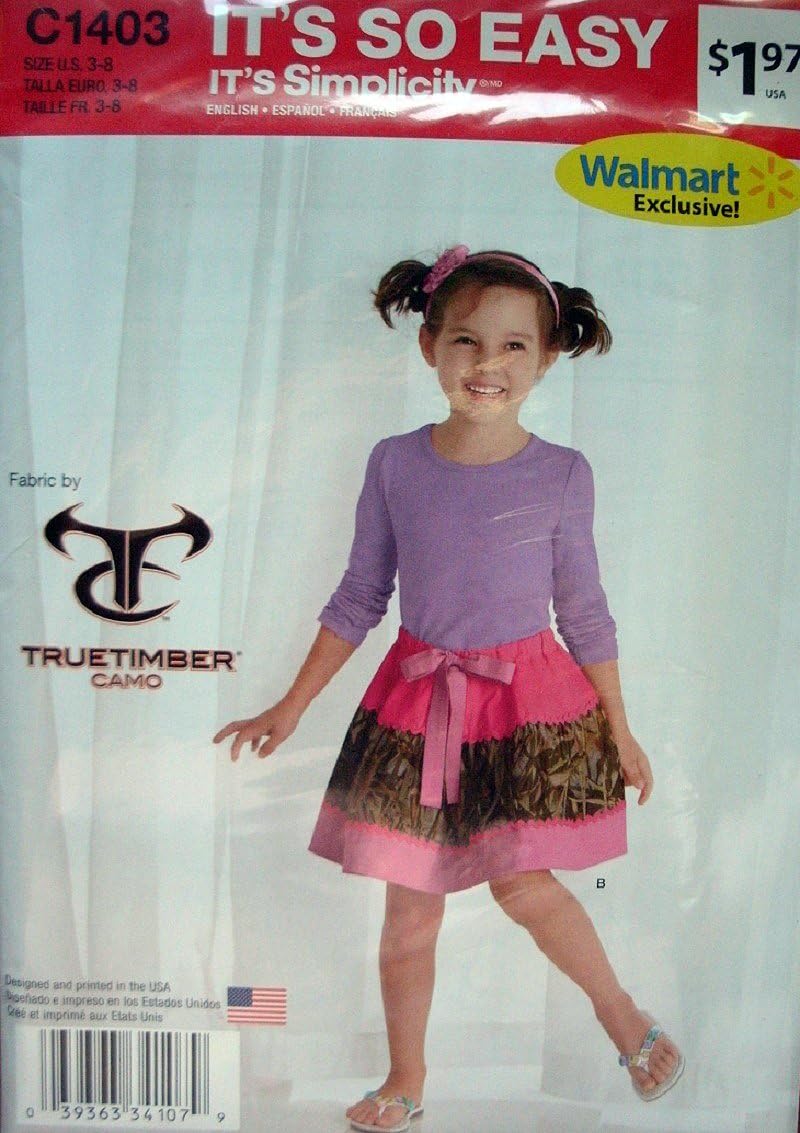Amazon.com: Simplicity It's So Easy Pattern 1403 Girls Skirt with ...