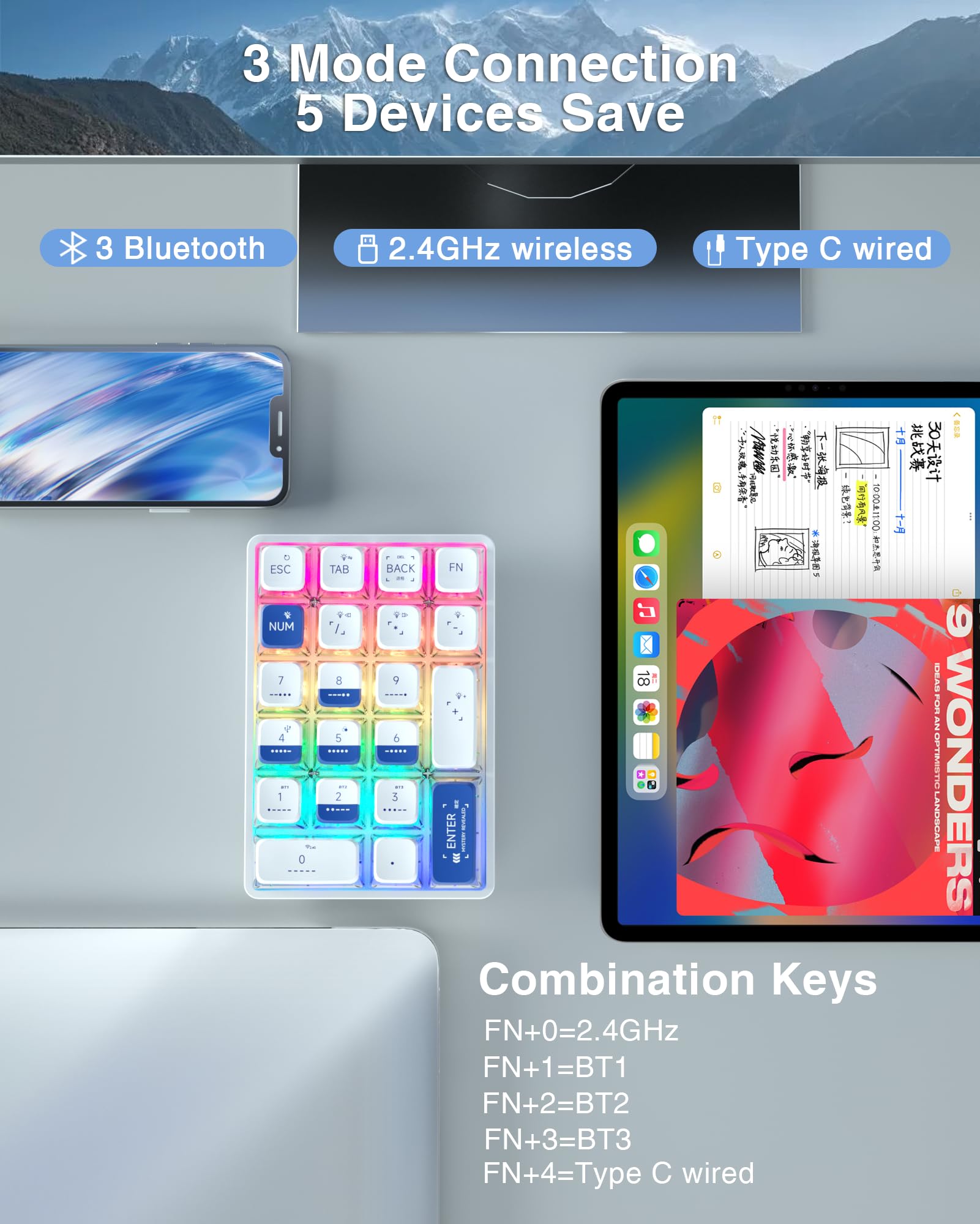 Snapklik.com : SOLAKAKA K21 RGB Backlit Tri-Mode Wireless Mechanical ...