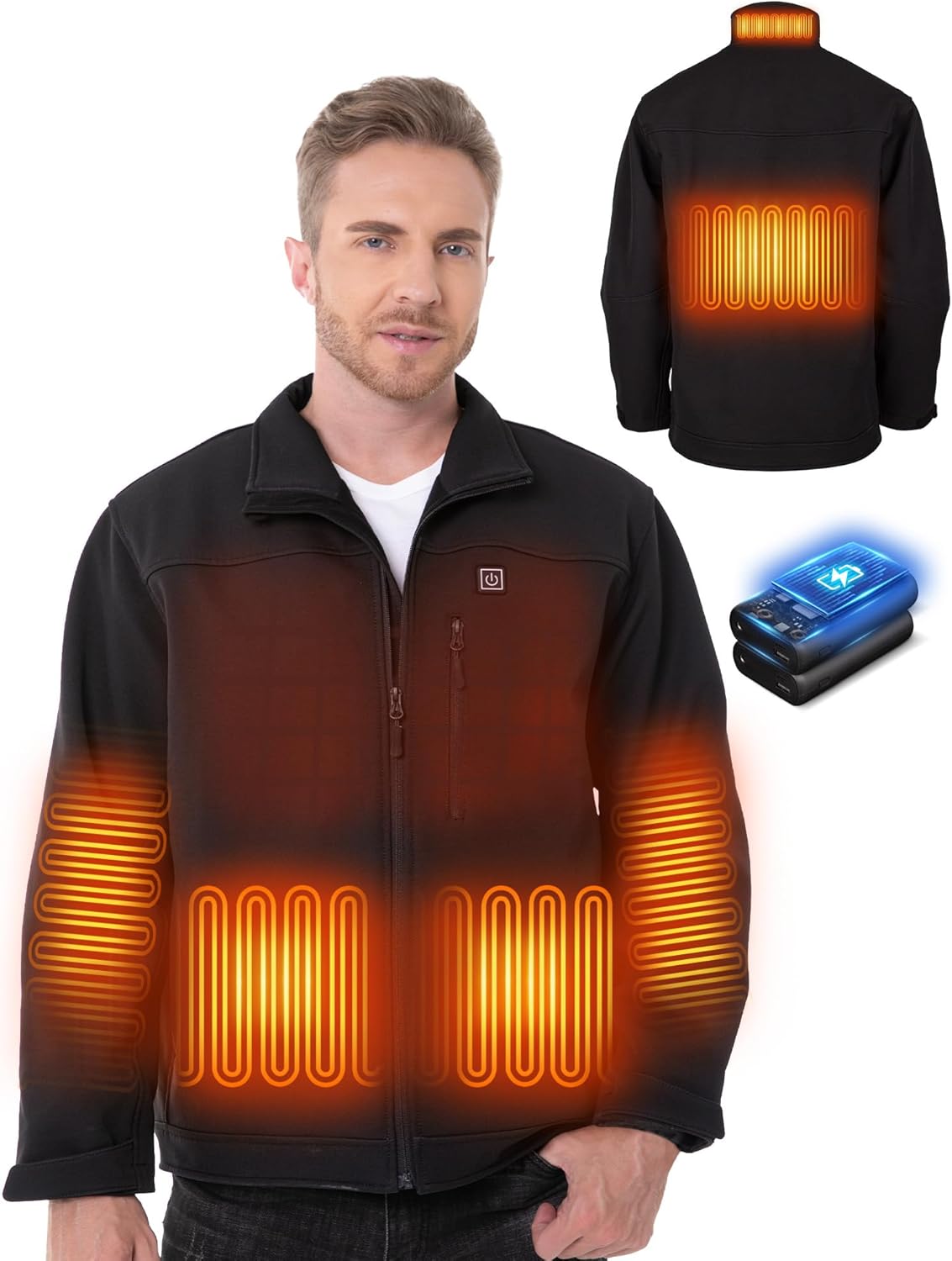 Amazon.com: HOTHUGZ Heated Jackets for Men with 12V/20000mAh Battery ...