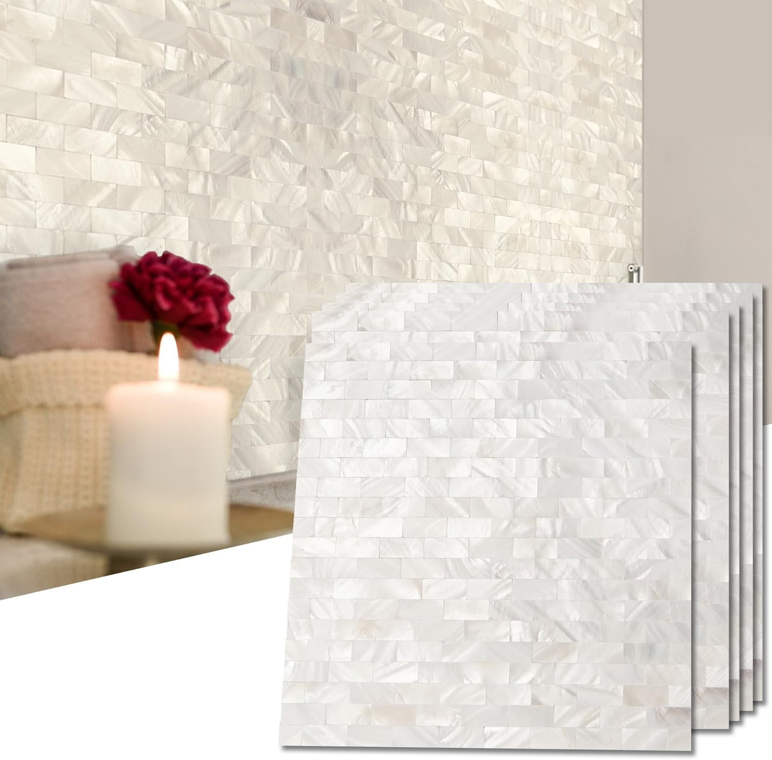 Amazon.com: 6 Sq.ft 6-Pack Peel and Stick Mother of Pearl Shell Mosaic ...