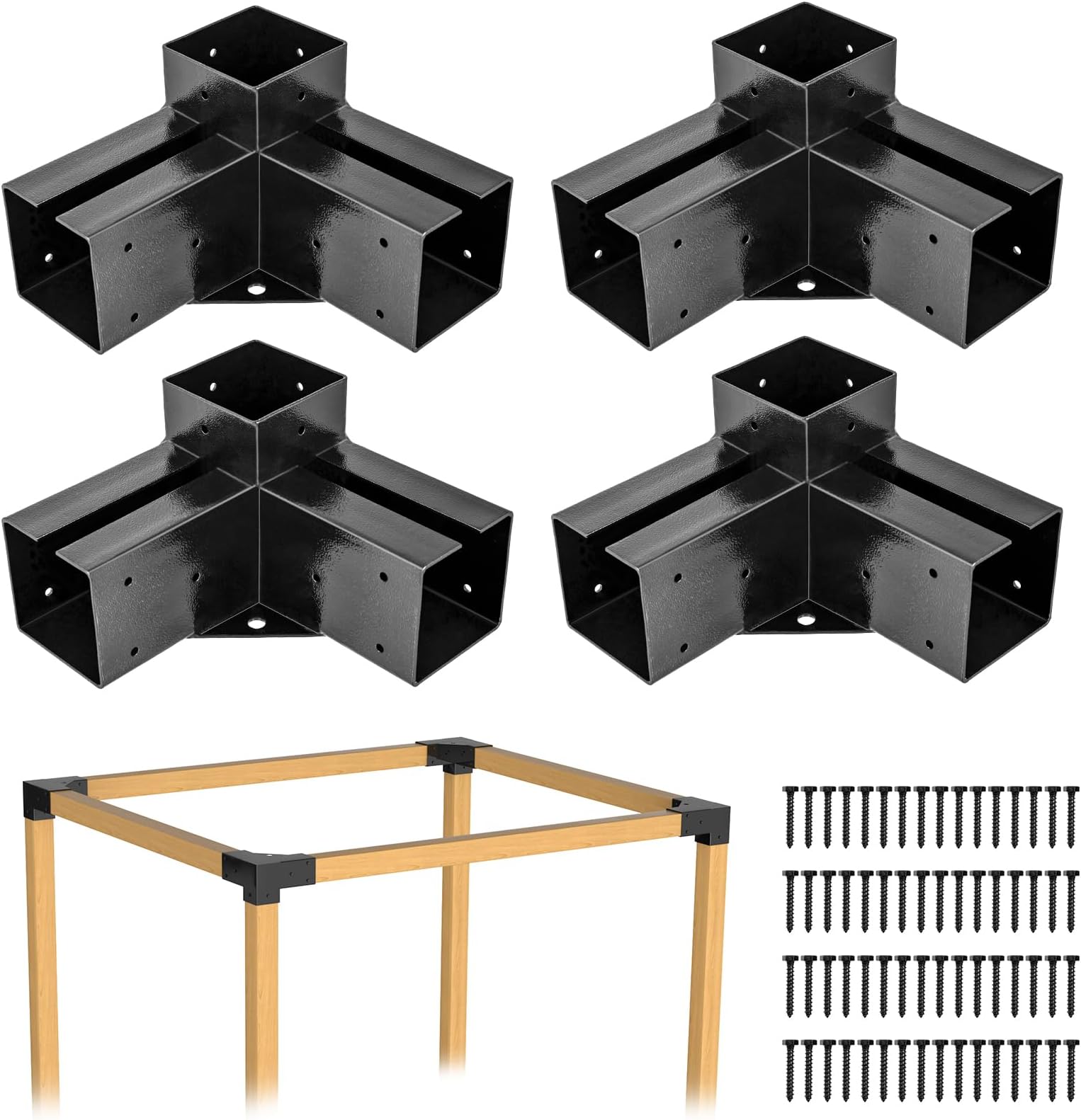 Amazon.com: 4x4 Pergola Brackets 3-Way 90° Right Angle Corner Extension ...