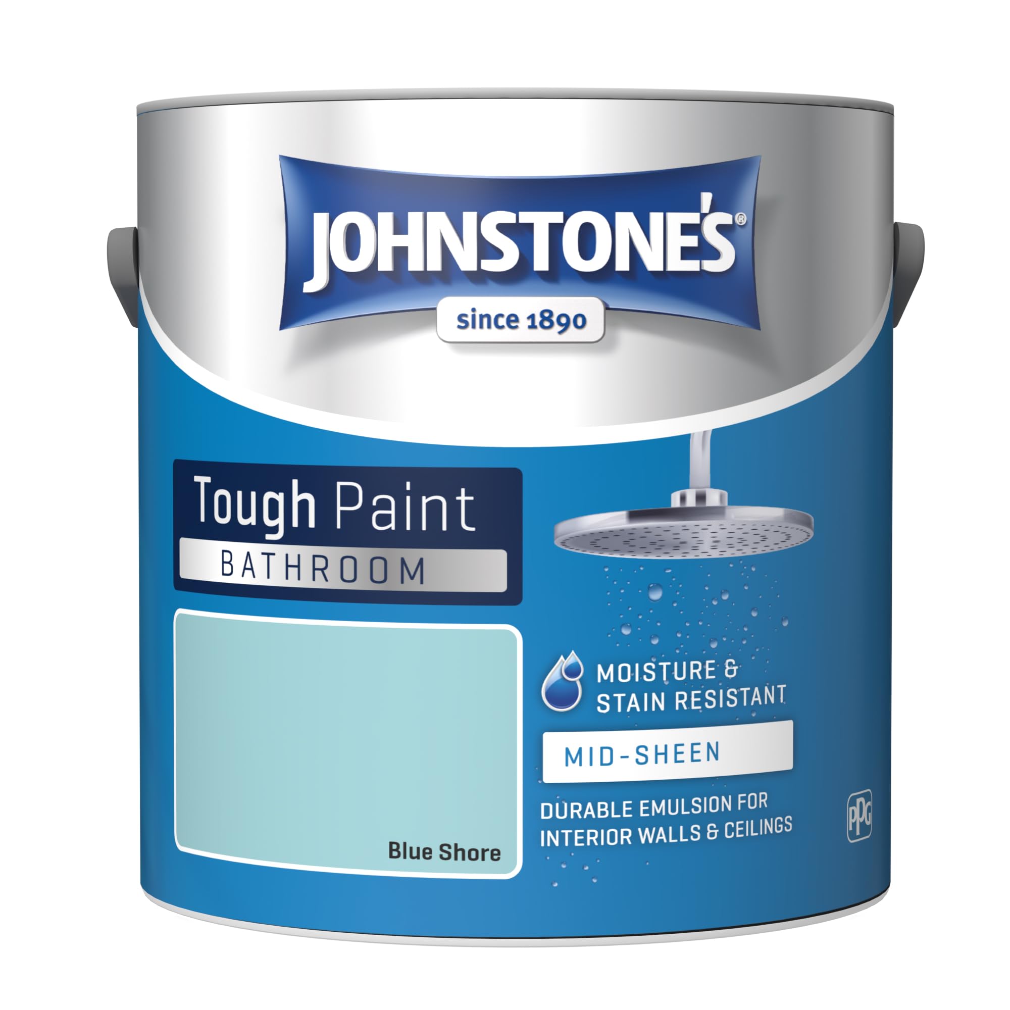 Johnstone's - Bathroom Paint - Blue Shore - Mid Sheen Finish - Stain ...