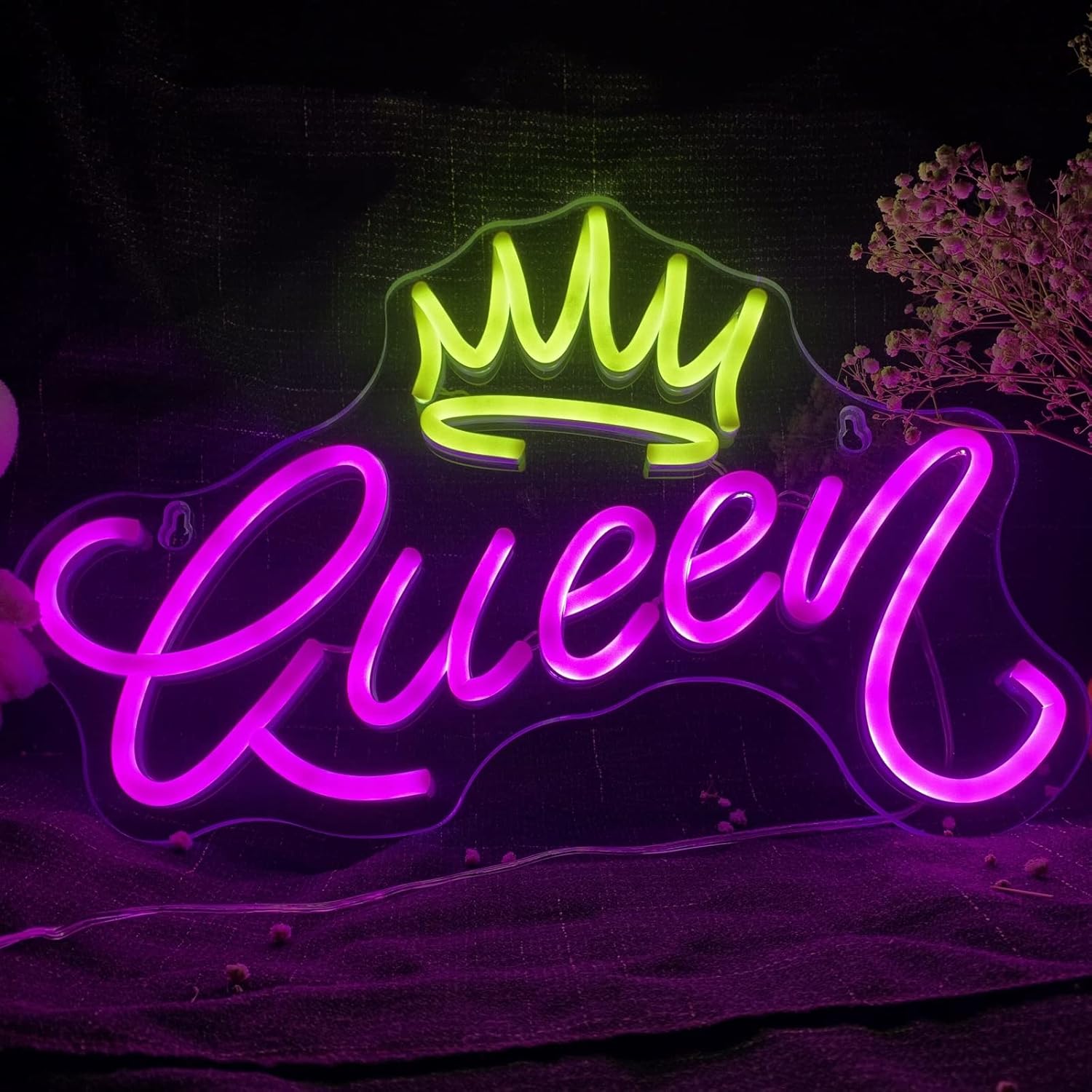 Amazon.com : Queen Neon Signs for Wall Decor, Crown Neon Light Sign ...