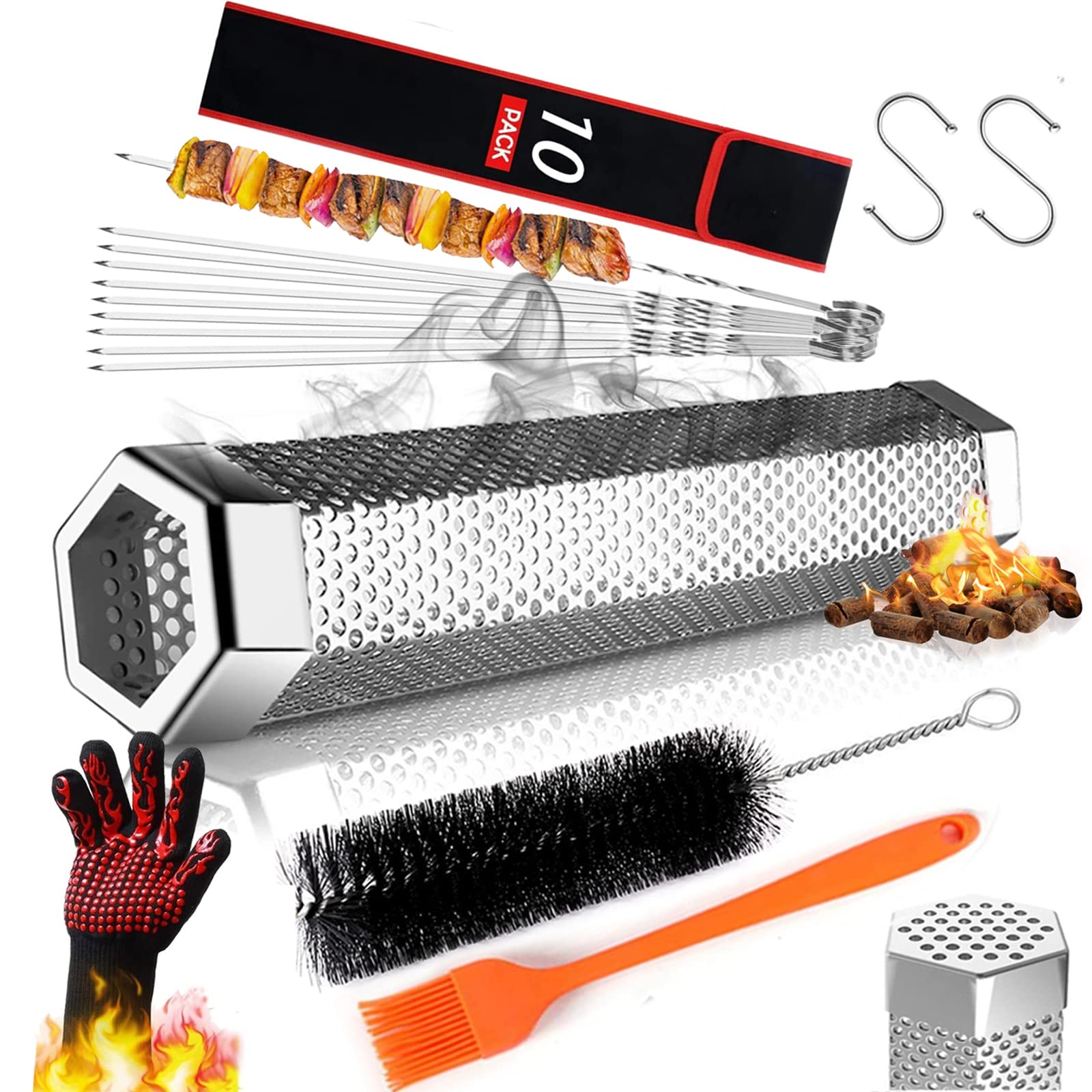 Hylfenis 12" Smoking Tube-Stainless Steel Pellet Smoker Tube with 2 ...