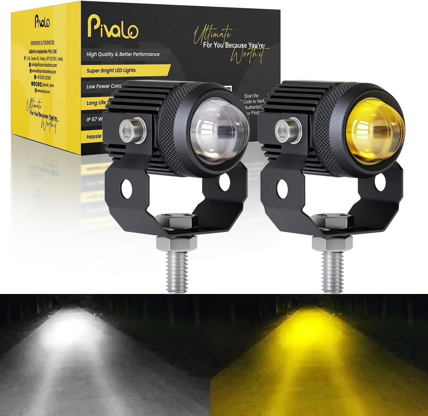 Pivalo 8V-85V DC Metal Body Fog Light with Projector Lens, 40W LED ...