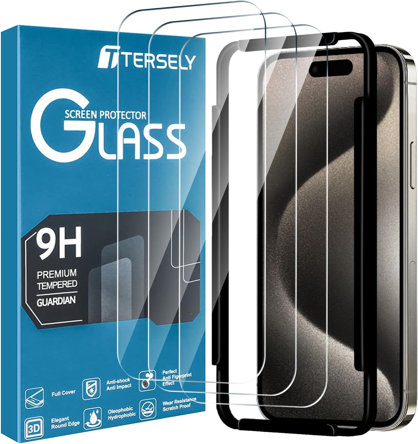 Spigen EZ Fit Tempered Glass Screen Protector for iPhone 15 Pro Max (2 ...