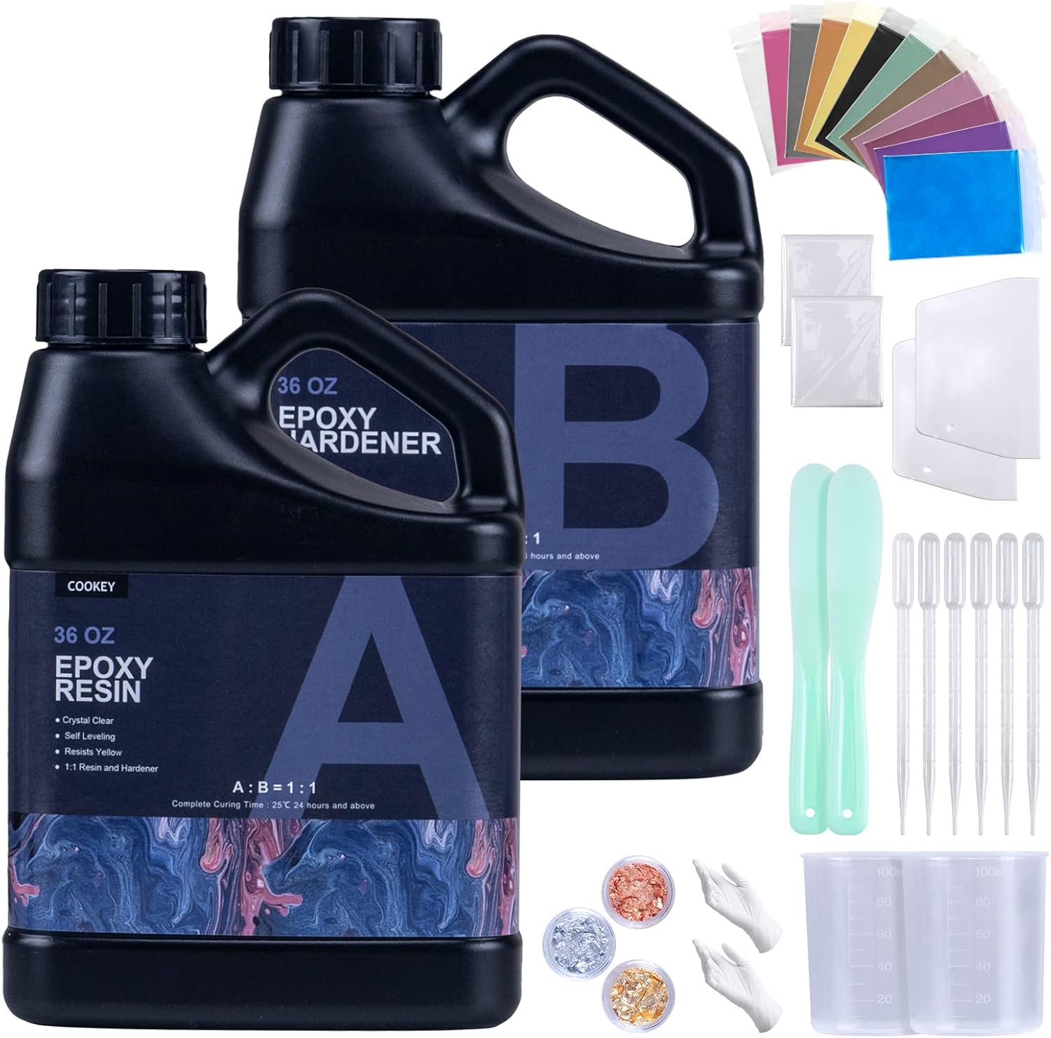 Amazon.com: COOKEY Epoxy Resin, 72OZ Resin Kit, Clear Epoxy Resin No ...