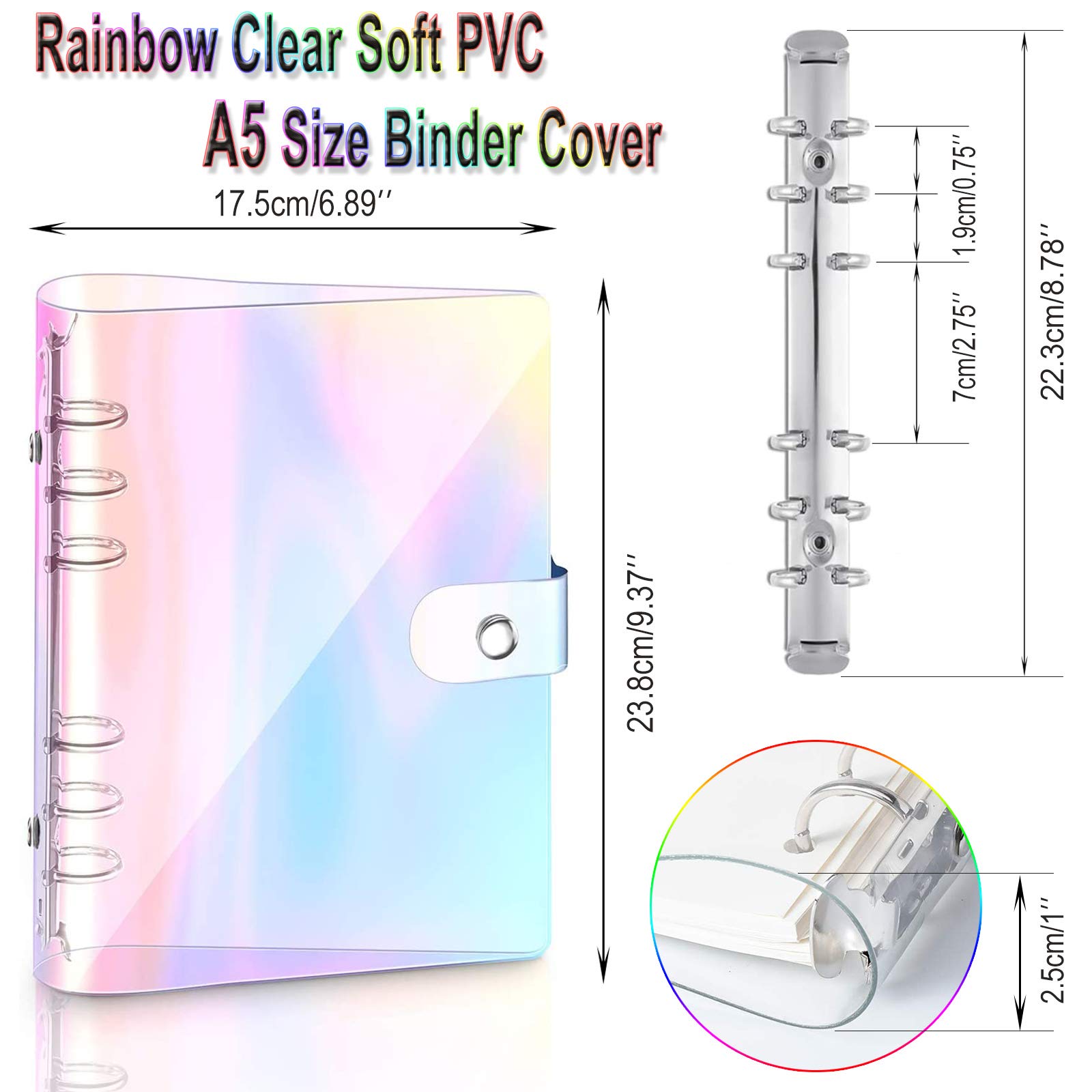 Snapklik.com : A5 Rainbow Soft PVC Notebook Cover, Refillable Paper PVC ...