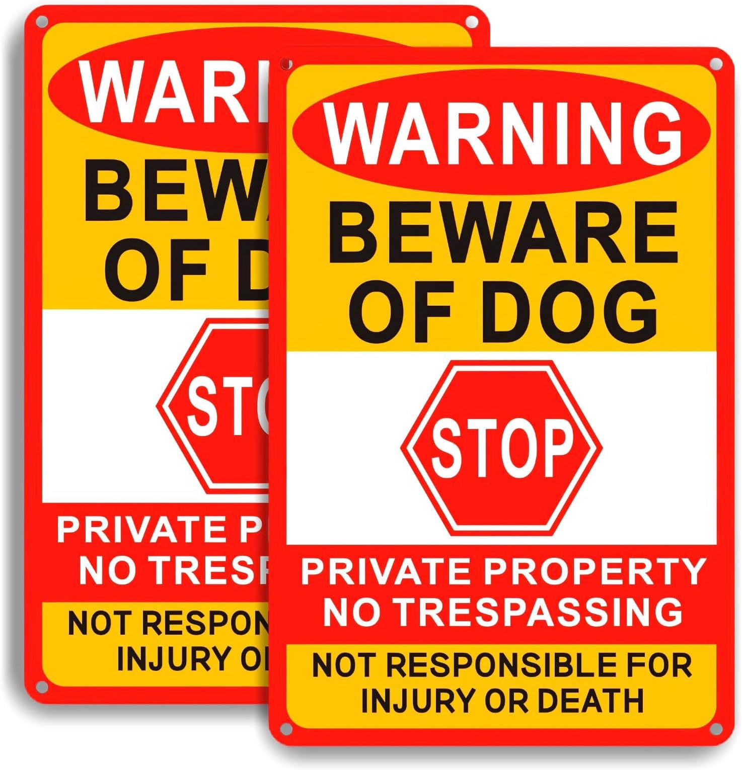 Amazon.com : Tatuo 4 Pcs Warning Beware of Dog Sign Do Not Enter Metal ...