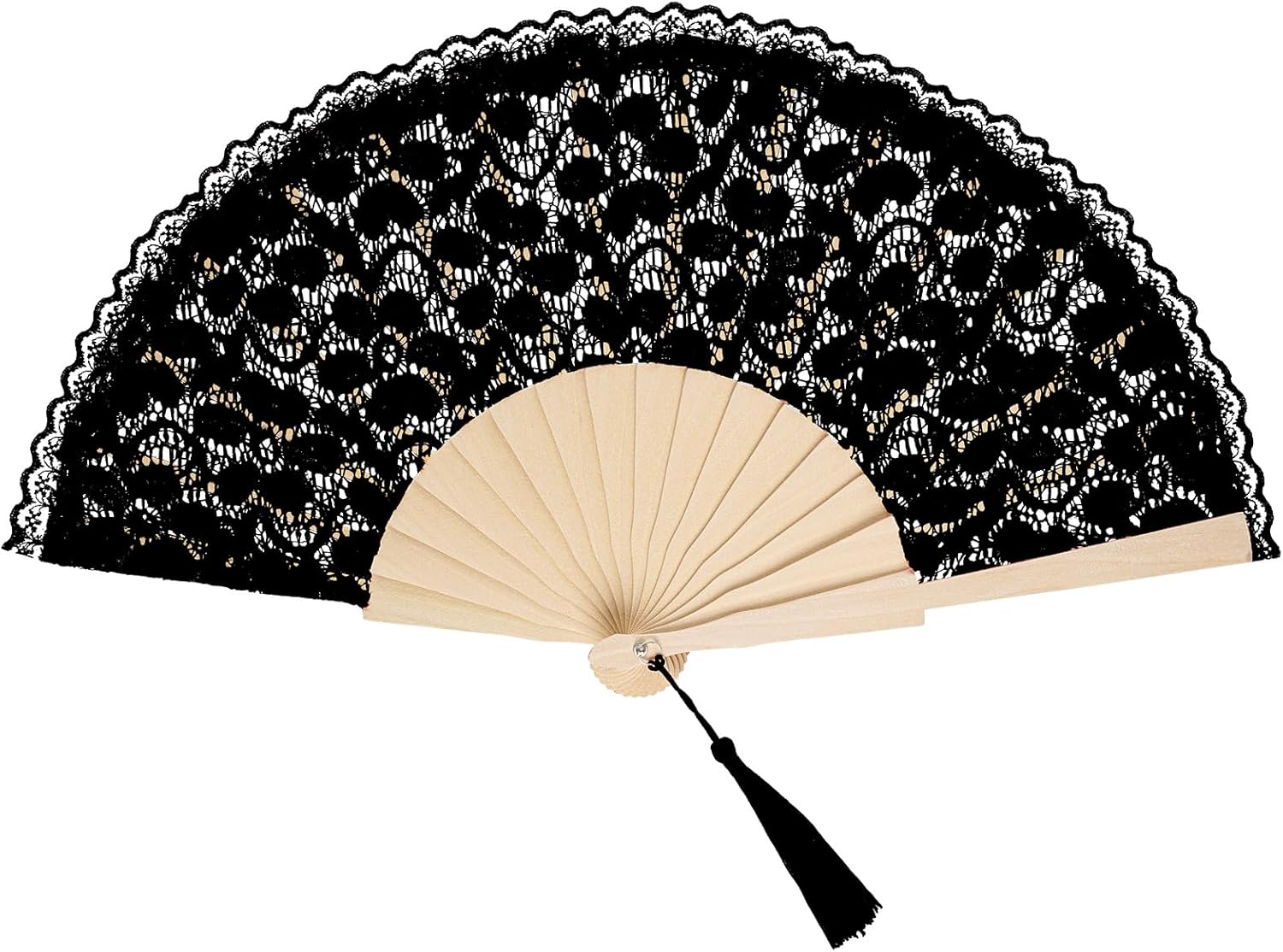 Amazon.com: choyaxo Lace Handheld Fan Bamboo Silk Folding Fans for ...