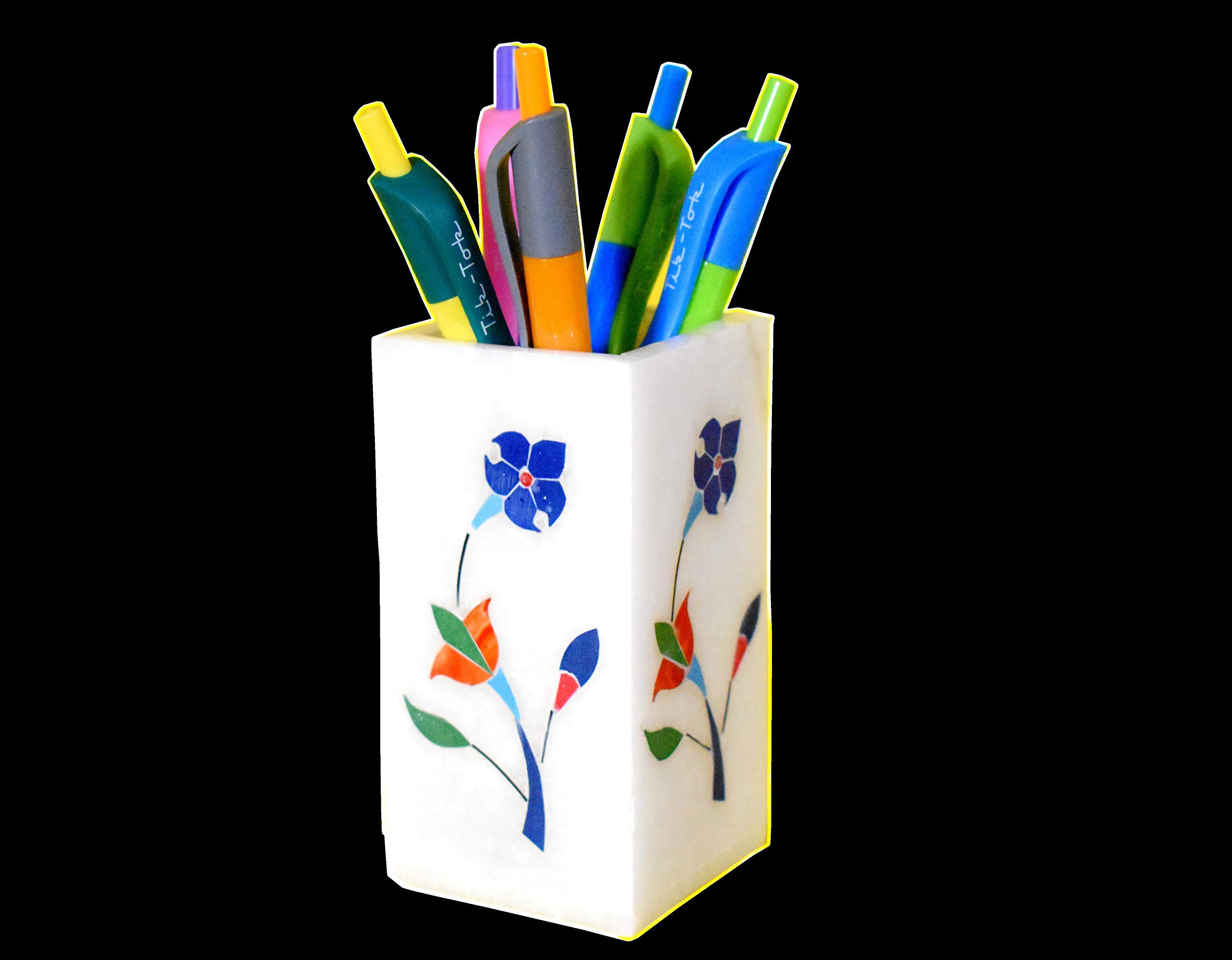 MARBOGLASS India Marble Pen/Pencil Spoon Stand with fine Inlay Work for ...