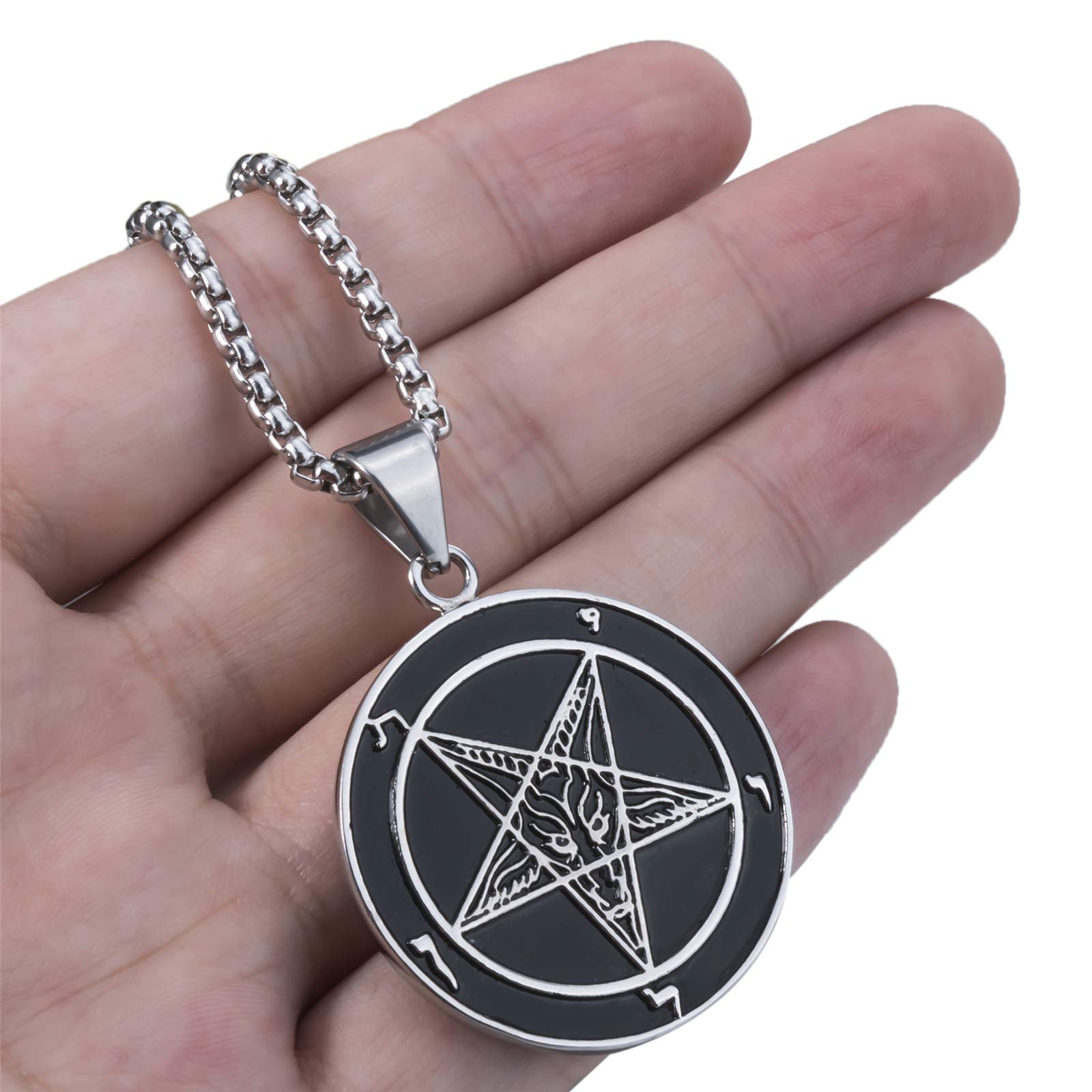 ELFASIO Inverted Pentagram Baphomet Goat Necklace for Men Sigil of ...
