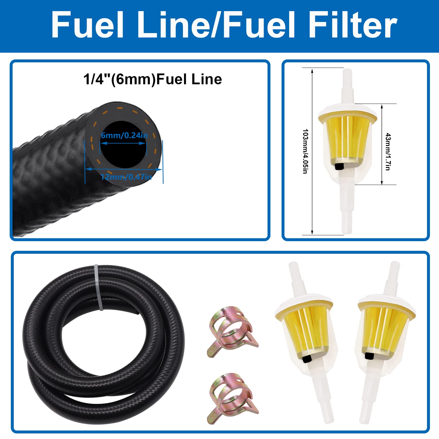 Snapklik.com : 5Pcs 808656 Fuel Pump, Fuel Filter For Small Engine ...