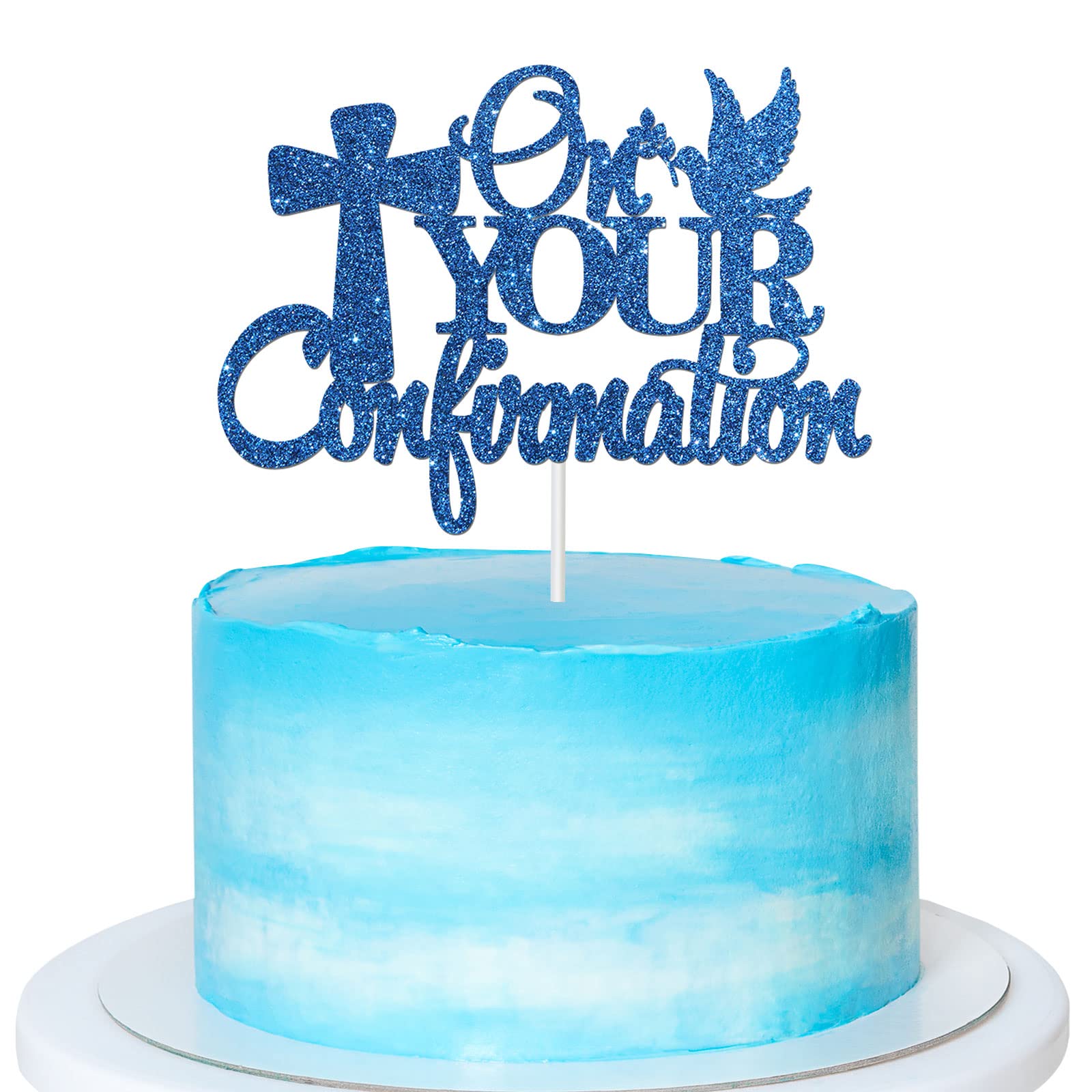 Amazon.com: Blue Glitter On Your Confirmation Cake Topper, Bridal ...