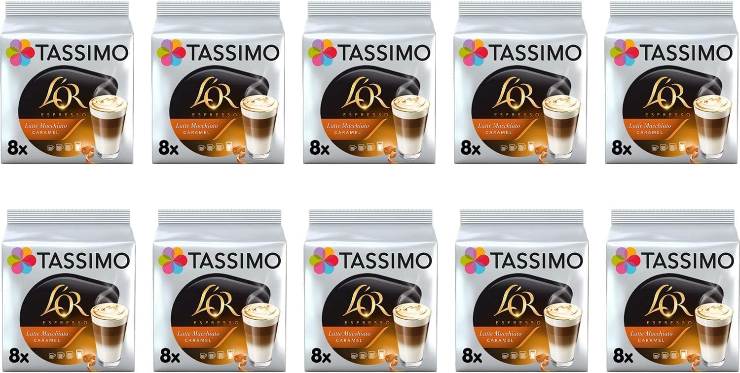 Tassimo L'OR Latte Macchiato Caramel x8 Coffee Pods (Pack of 10, Total ...