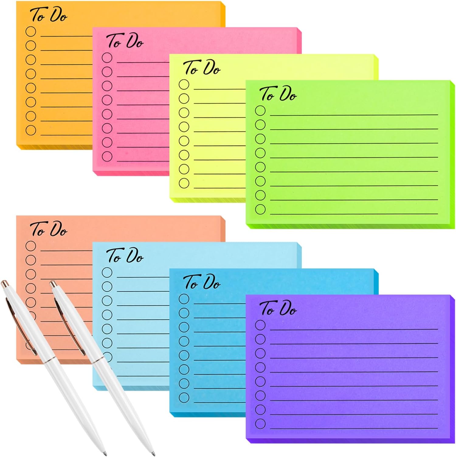 to Do List Sticky Notes Pad, 9 Pack Lined Notes Pastel Self-Stick to Do ...
