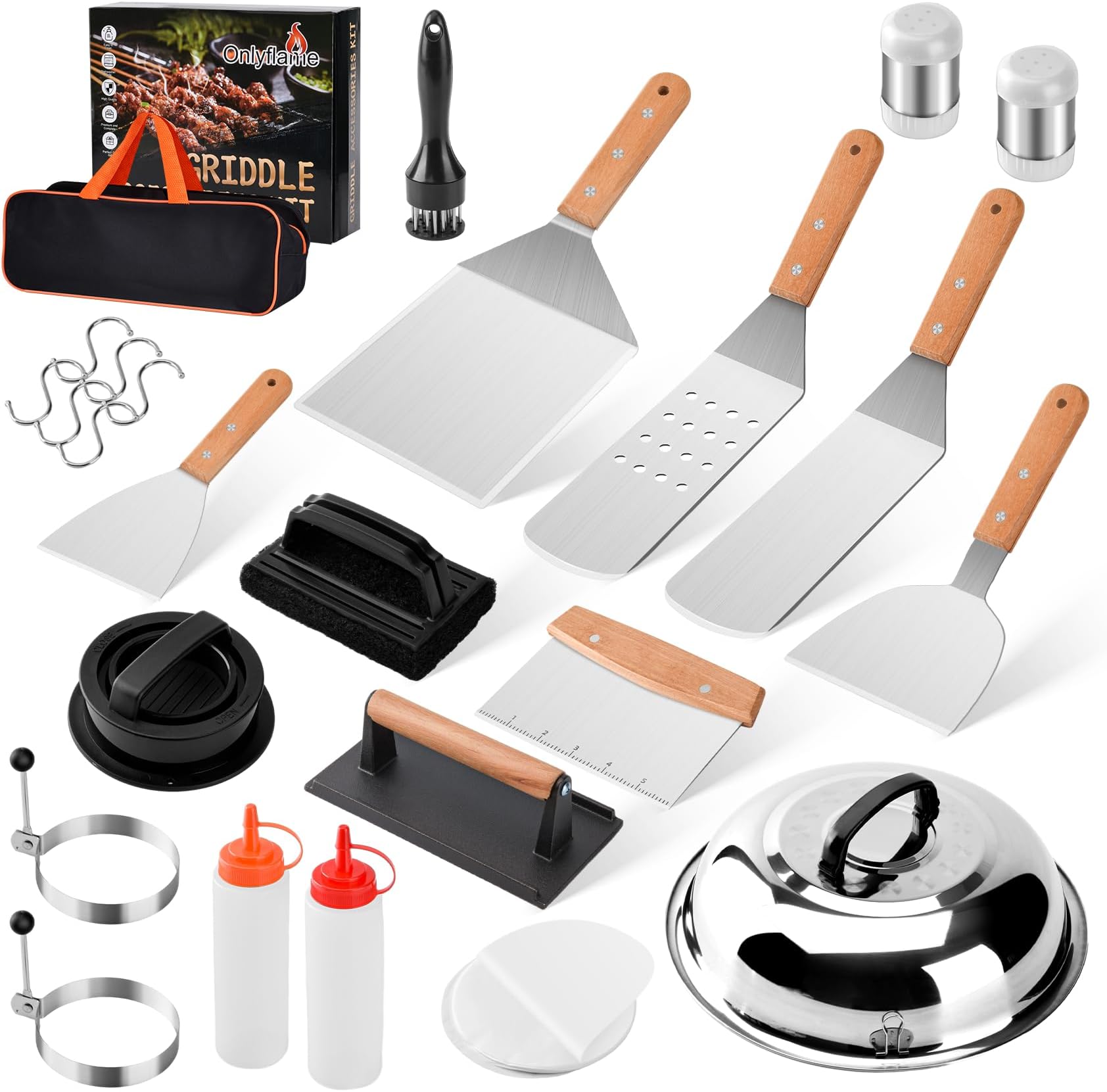 Onlyflame 54PCS Professional BBQ Griddle Tool Kit for Flat Top Grill ...