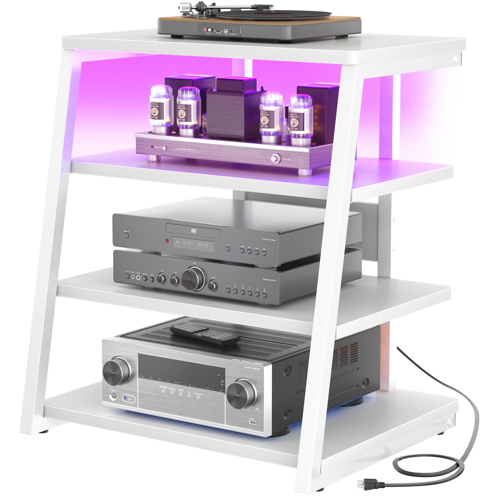 Amazon.com: armocity 4-Tier AV Media Stand with Power Strips, Corner TV ...