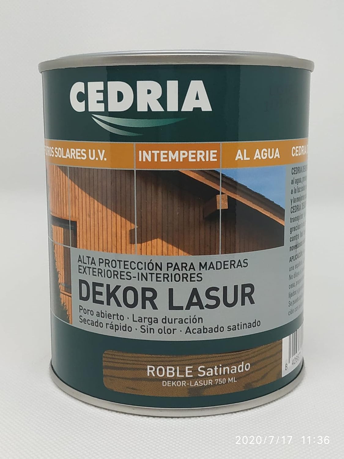 Lasur protector madera exterior al agua Cedria Dekor Lasur 20 litros ...