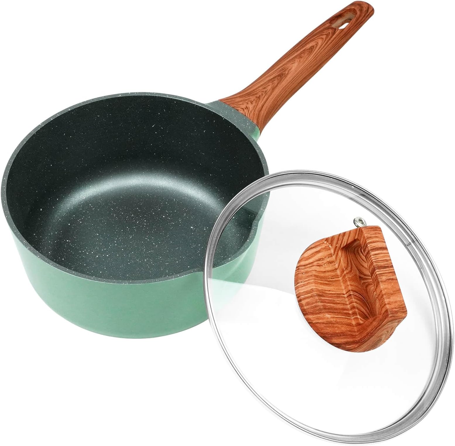 Amazon.com: ROSSETTO Ceramic Nonstick Sauce Pan with Lid, 2.7QT Non ...