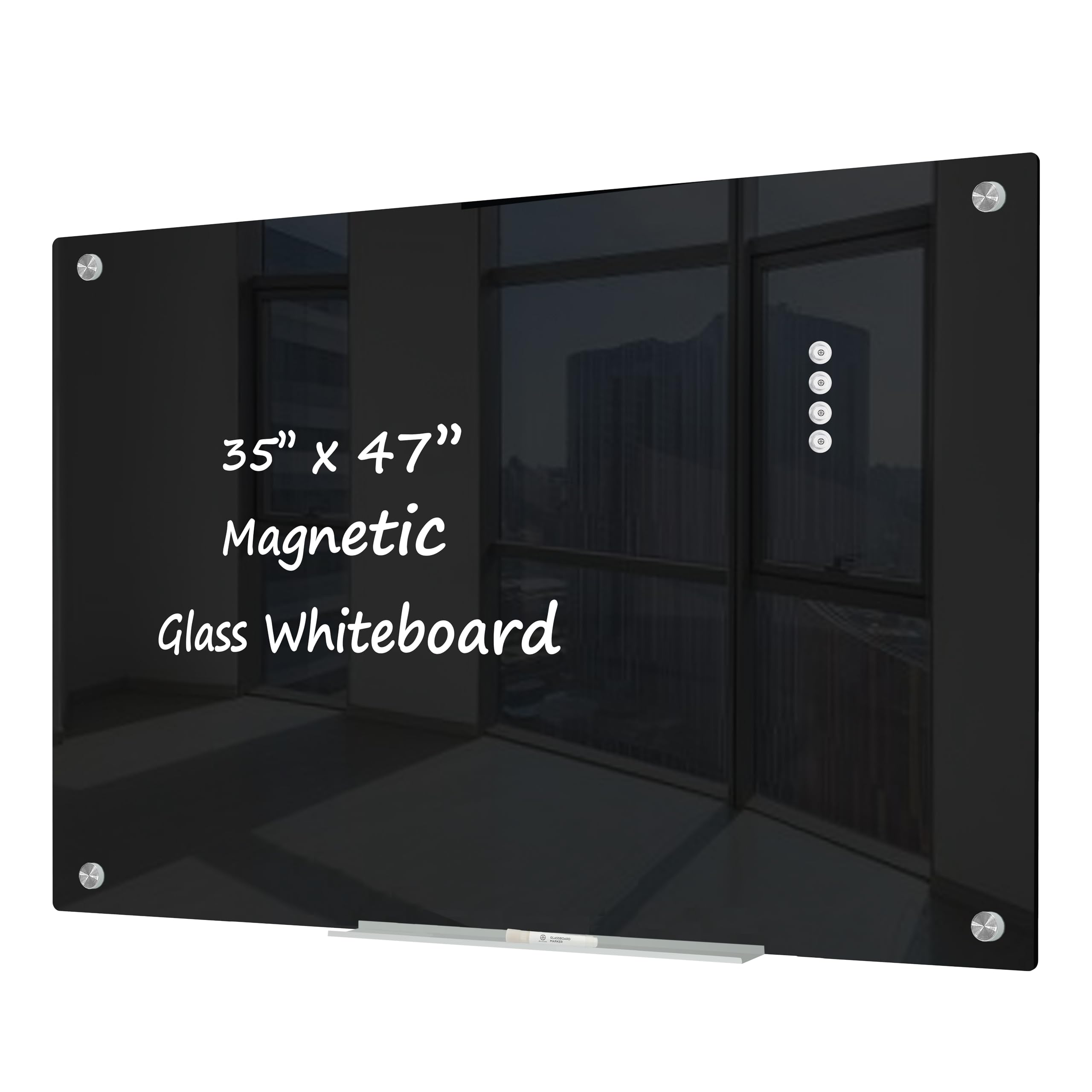 Amazon.com : J&J worldwide Glass Whiteboard 47" x 35", Magnetic Black ...