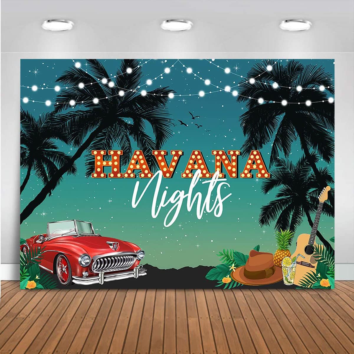 Amazon.com : Lofaris Havana Nights Backdrop Palm Leaves Adult Birthday ...