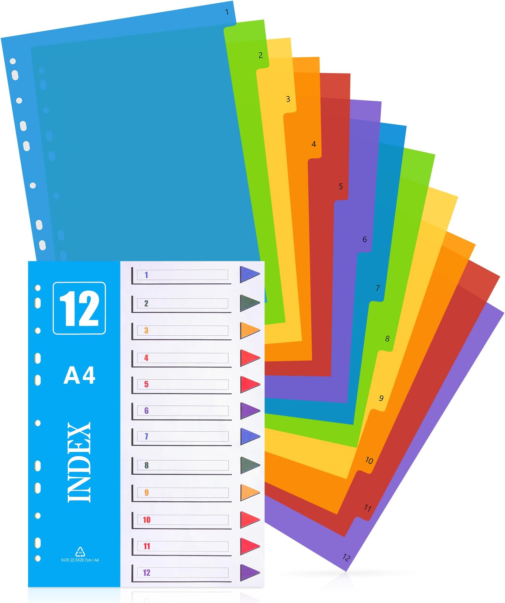 A4 File Dividers, 10 Part Folder Dividers, 3 Pack Pre Punched Leverl ...
