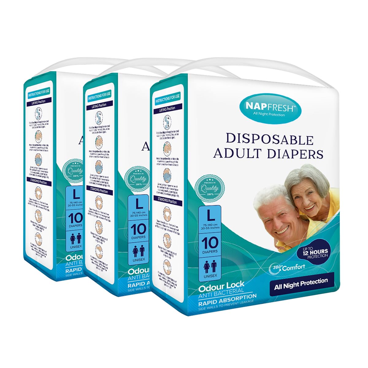 Napfresh Premium Adult Diapers Tape Style with Wetness Indicator | Upto ...