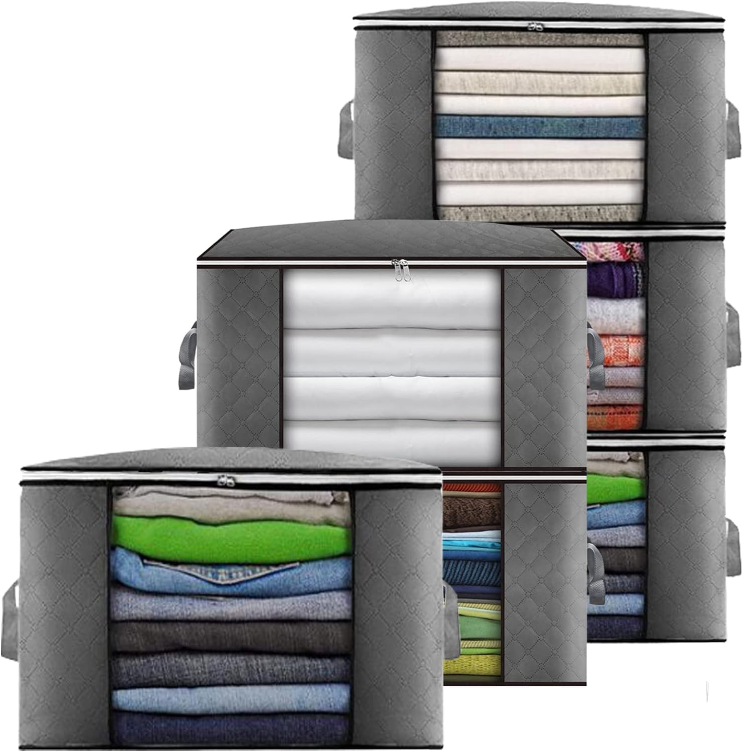 Clothes Storage Bag 6Pack 90L Large Capacity Solution Organizer for ...