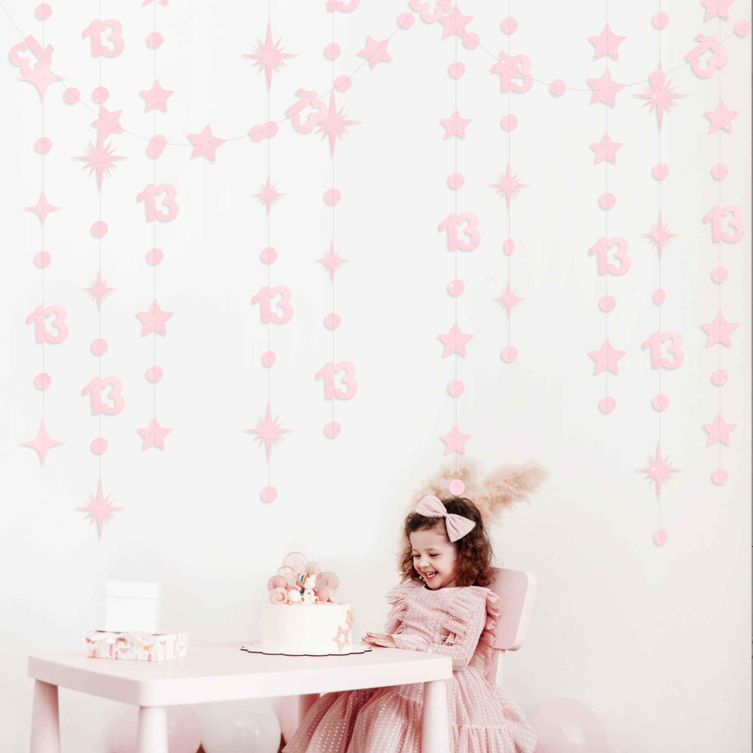 Snapklik.com : Glitter Pink 13th Birthday Decorations Number 13 Circle ...