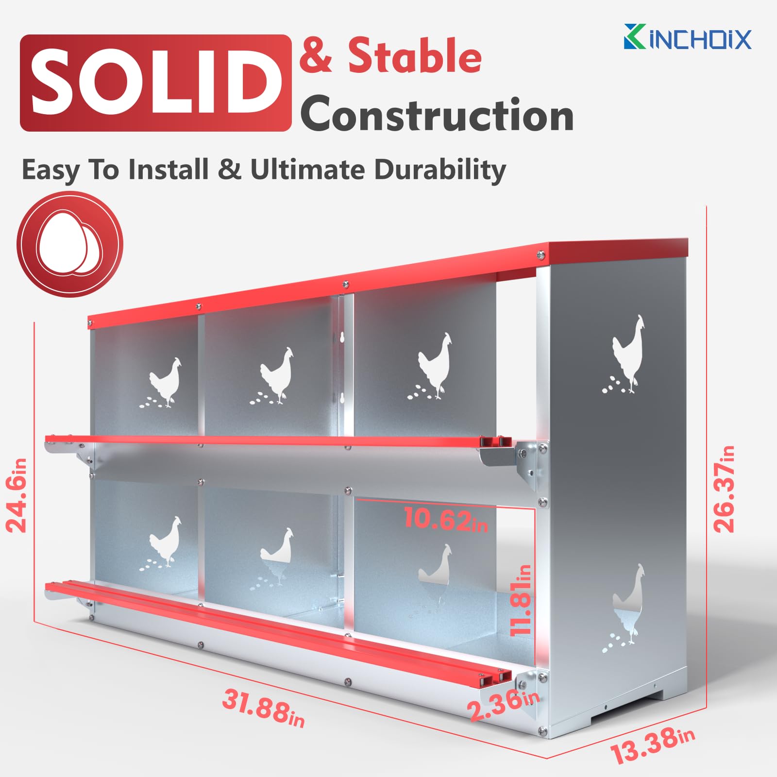 Snapklik.com : Chicken Nesting Boxes - 6 Compartment Metal Poultry Nest ...